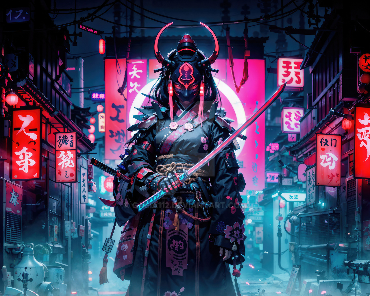 1280x1024 Neon Samurai In Futuristic Tokyo Wallpaper,1280x1024 ...