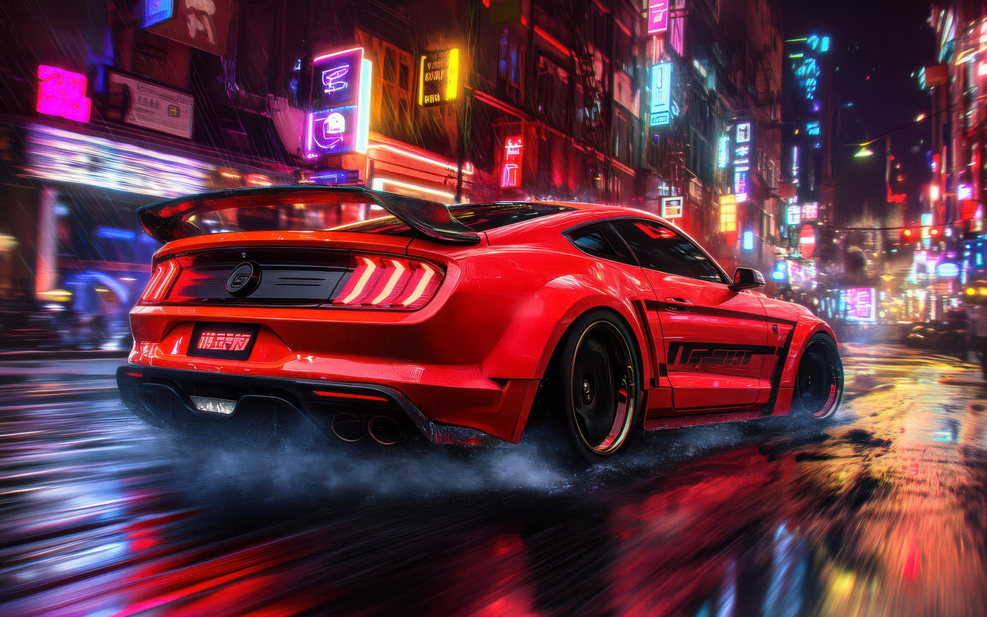 1440x900 Neon Street Red Mustang Wallpaper,1440x900 Resolution HD 4k ...