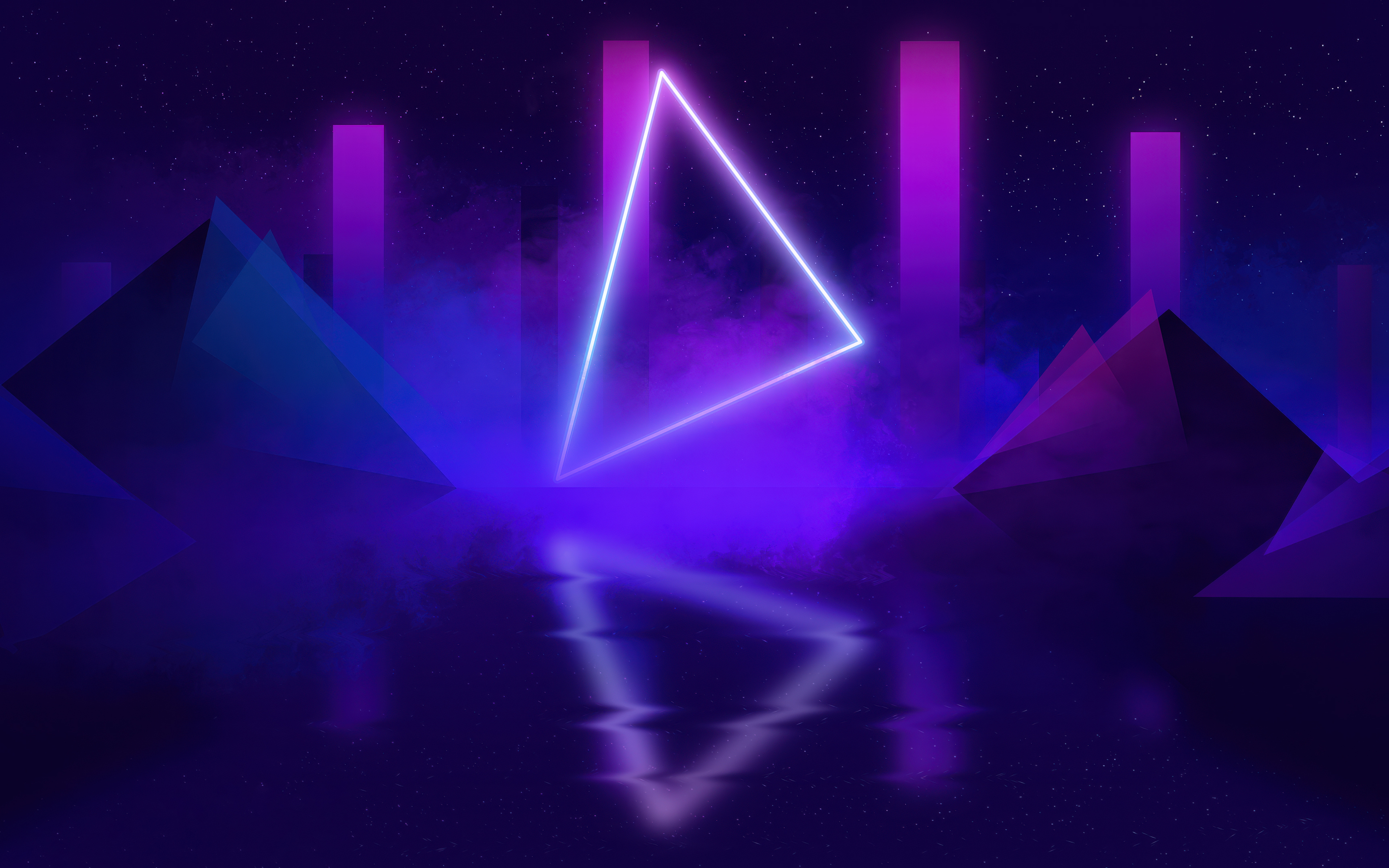 3840x2400 Neon Triangle With Geometric Shapes 4K ,HD 4k Wallpapers ...