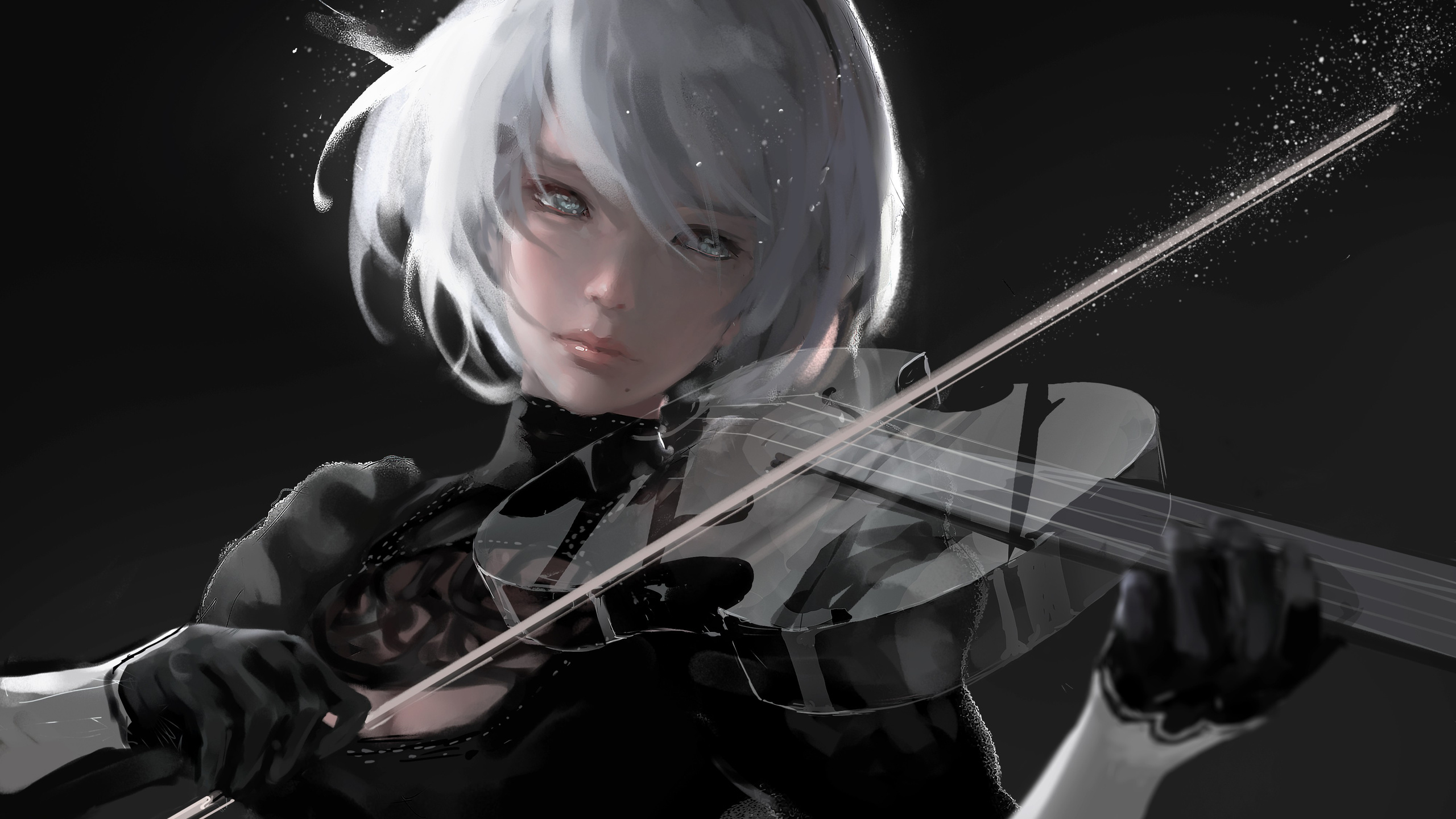 2560x1440 Nier Automata Playing Music 4k 1440P Resolution ,HD 4k ...