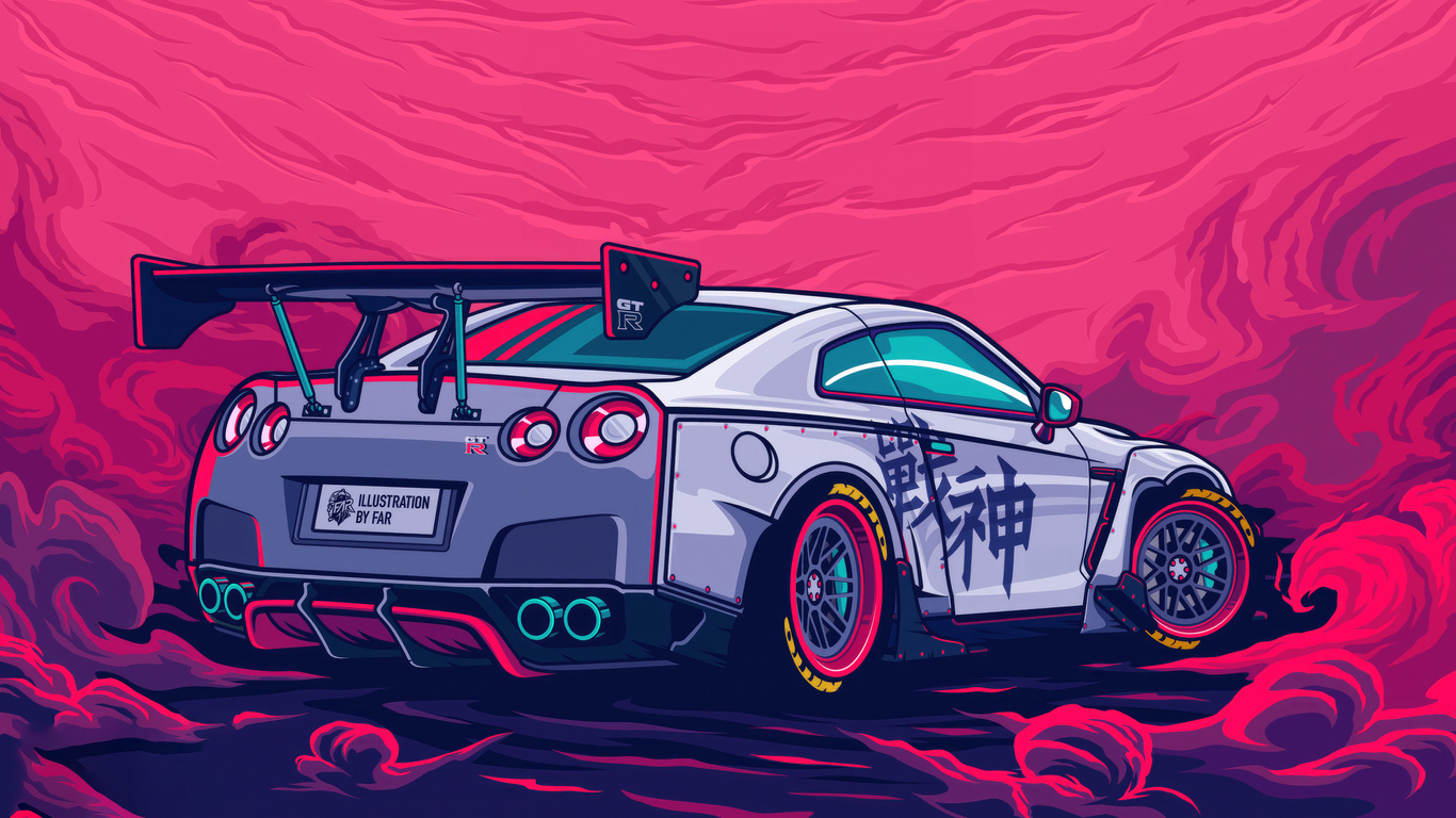 1366x768 Nissan Gtr Illustration Laptop HD ,HD 4k Wallpapers,Images,Backgrounds,Photos and Pictures