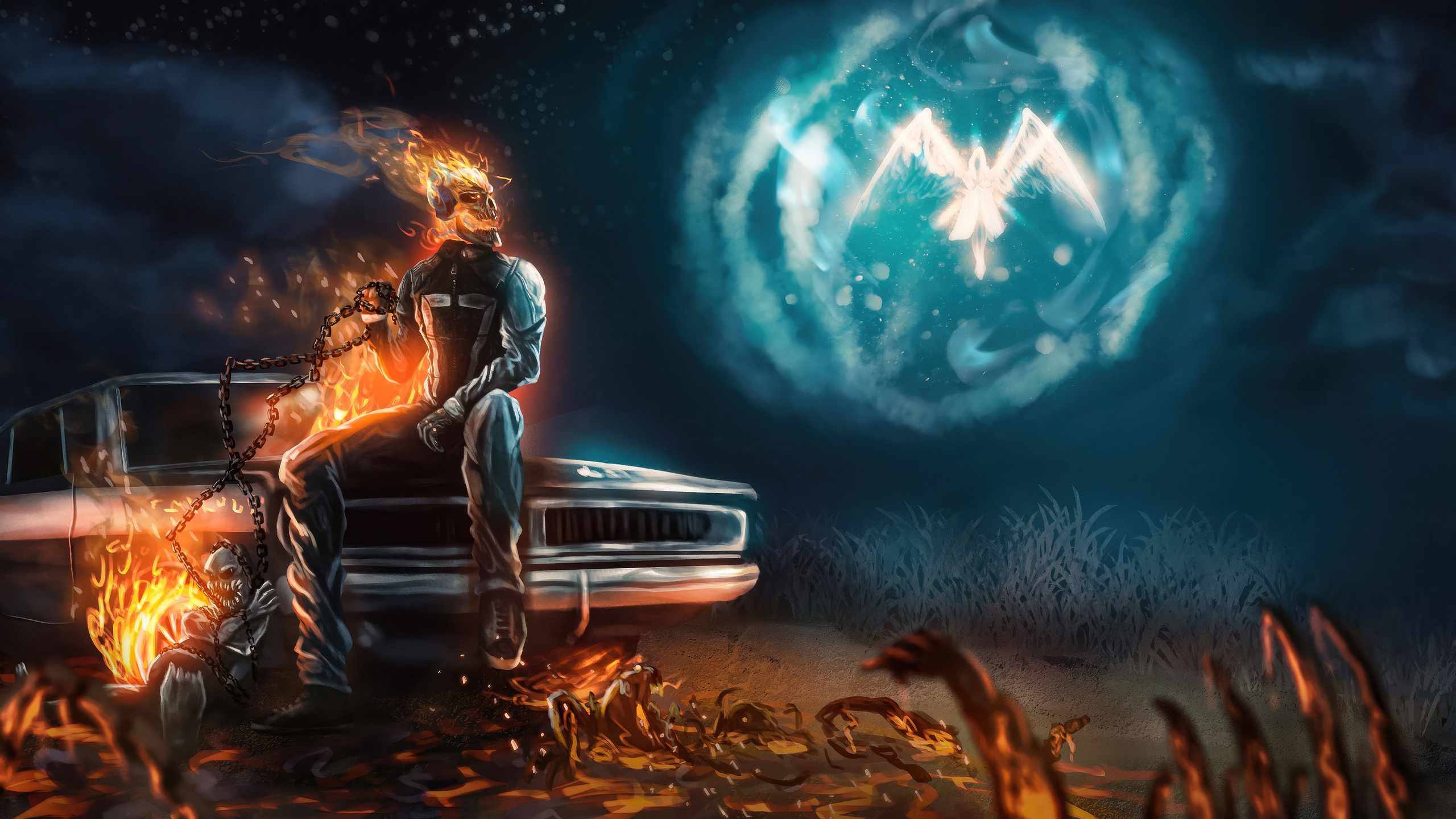 Ghost Rider Blue Flame Wallpaper