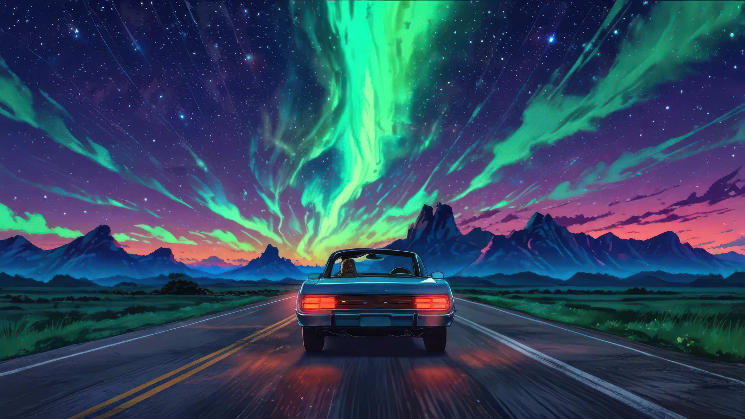 2560x1440 Northern Lights Road Trip Adventure 1440P Resolution ,HD 4k ...