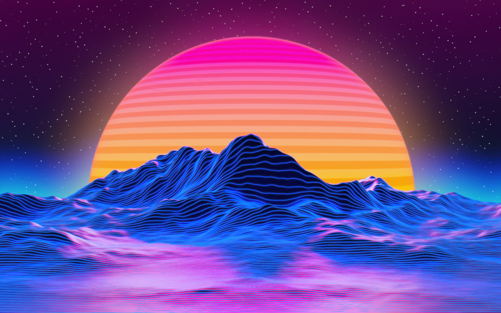 1920x1200 Outrun Synthwave Sunrise 1080P Resolution ,HD 4k Wallpapers ...