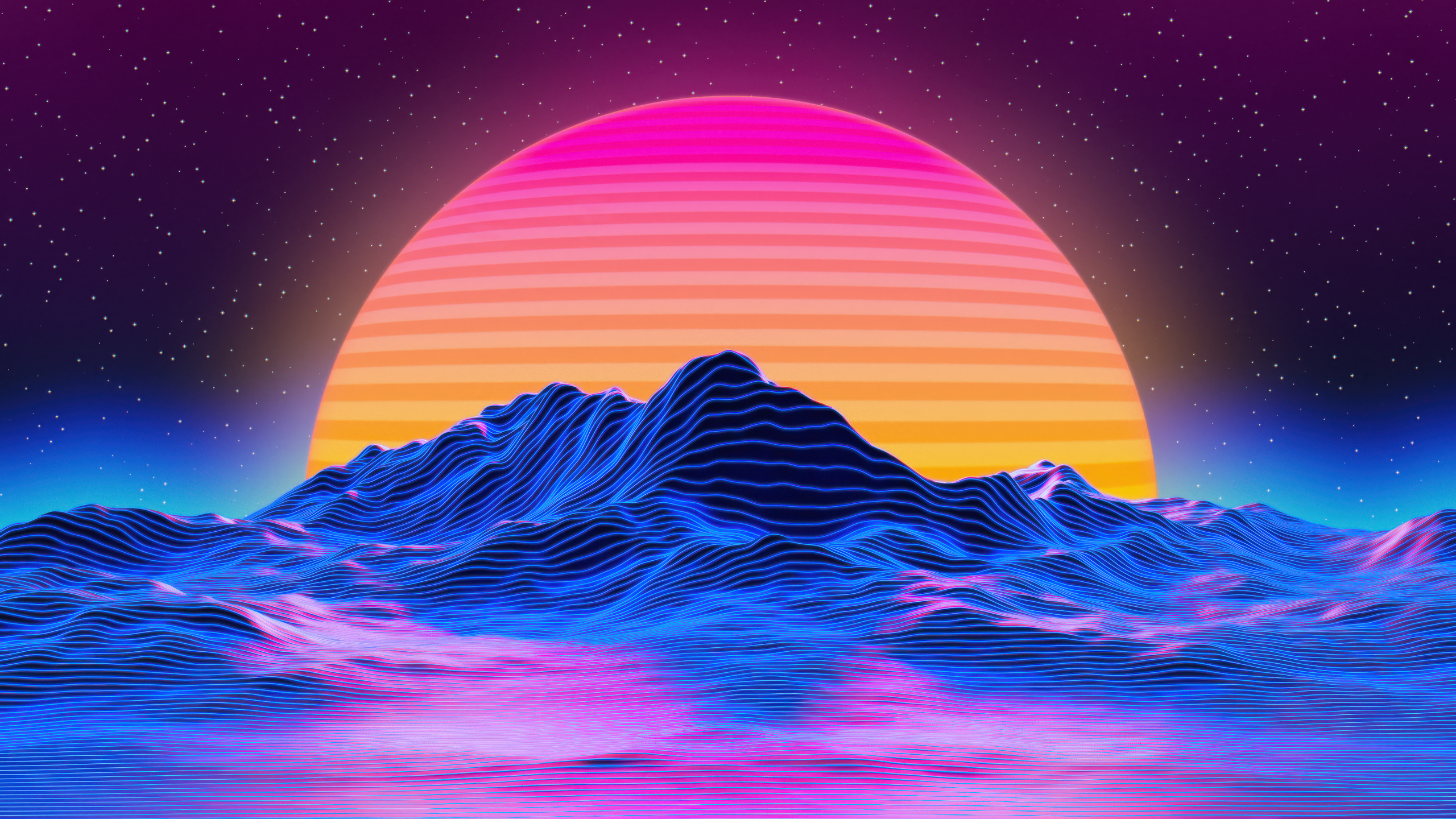 2560x1440 Outrun Synthwave Sunrise 1440P Resolution ,HD 4k Wallpapers ...