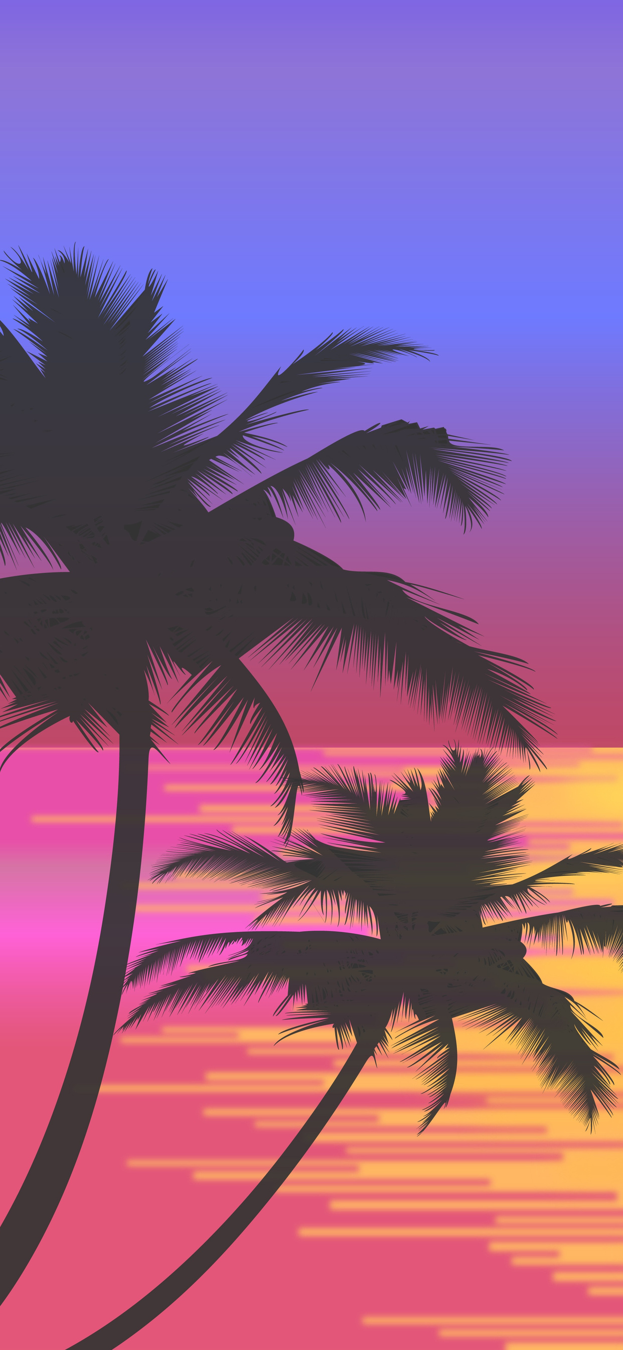 1242x2688 Palm Trees Sun Vector Artwork 8k Iphone XS MAX HD 4k ...
