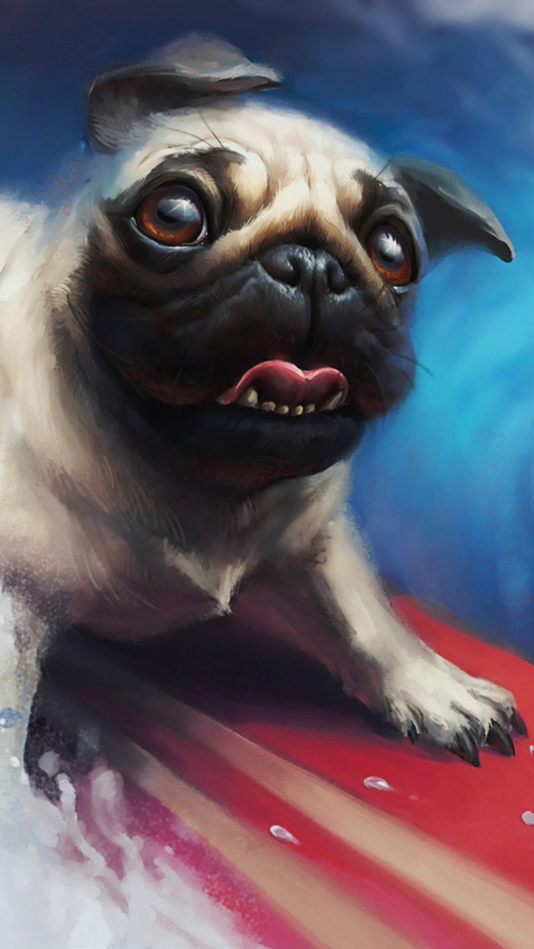 1080x1920 Pug Surfing Iphone 7,6s,6 Plus, Pixel xl ,One Plus 3,3t,5 ,HD ...