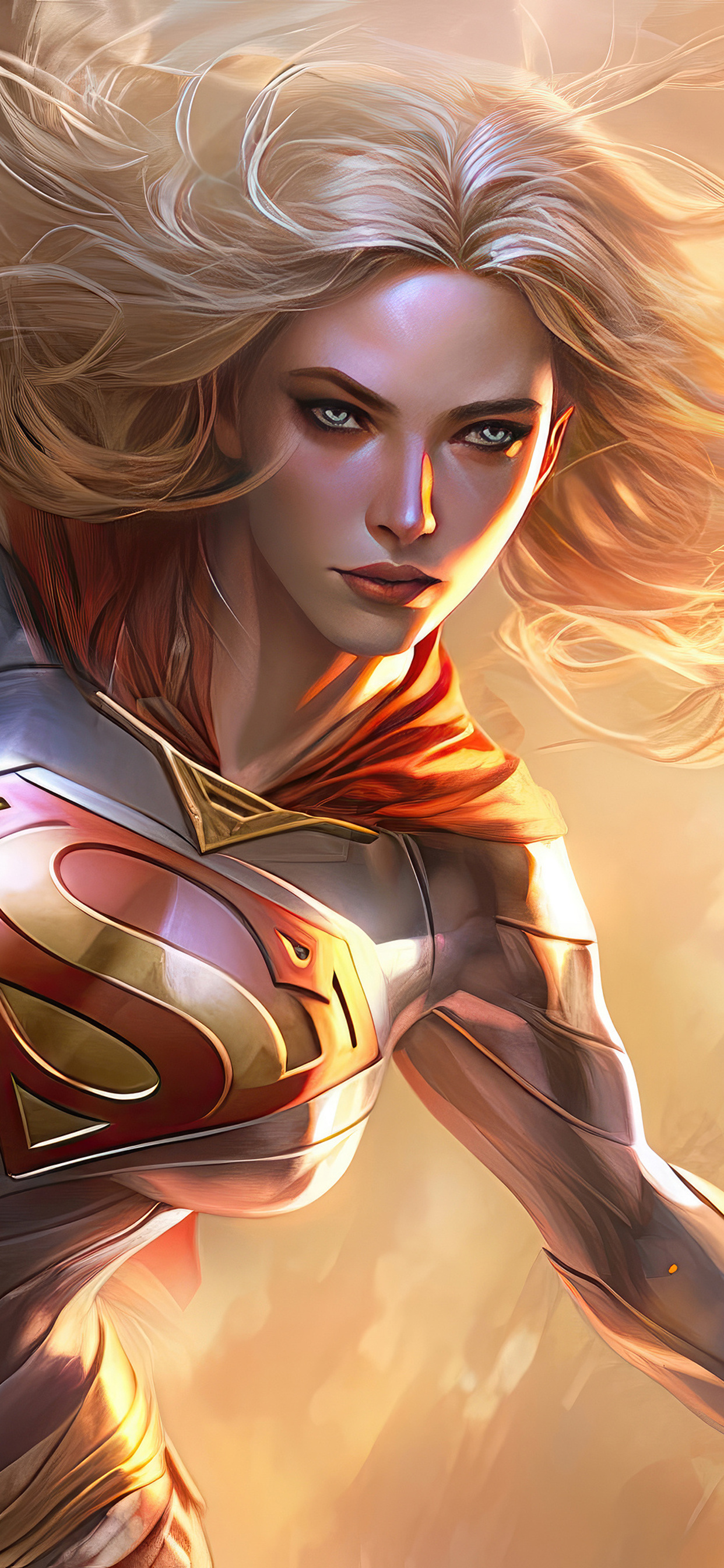 1242x2688 Radiant Flight Supergirl Soaring Through The Sunlit 4k Iphone