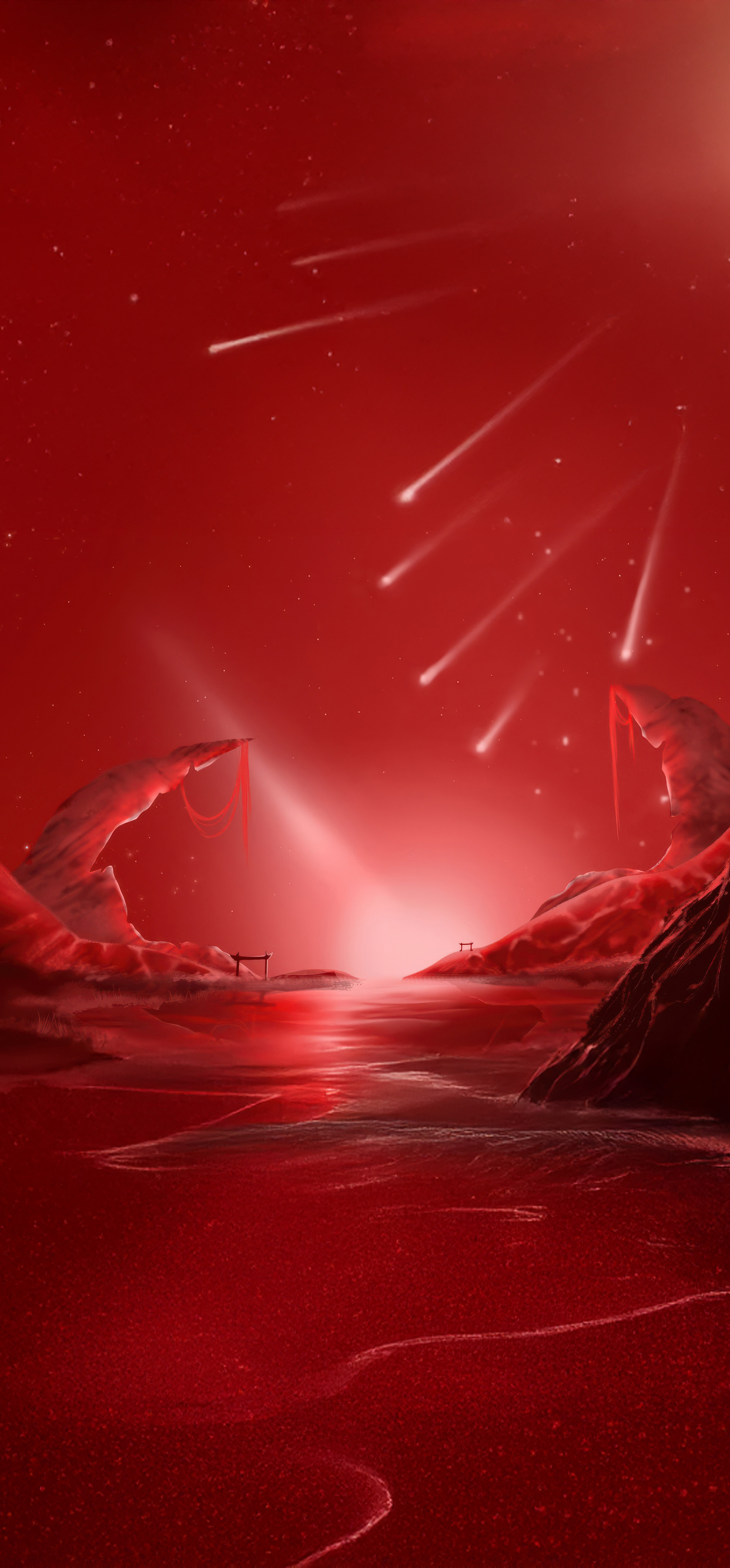 1242x2668 Red Eclipse The Falling Stars Realm Iphone XS MAX ,HD 4k ...