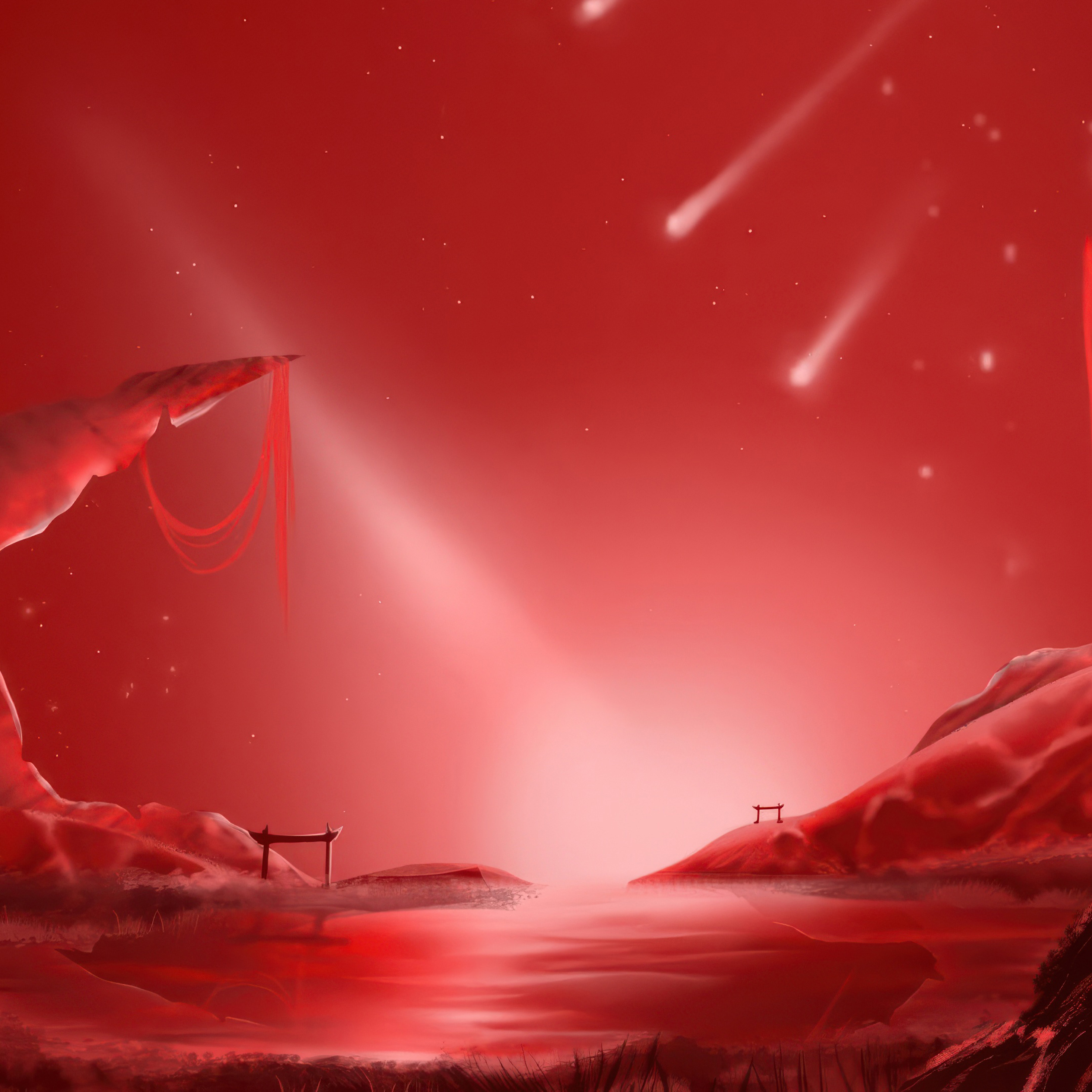 2932x2932 Red Eclipse The Falling Stars Realm Ipad Pro Retina Display ...