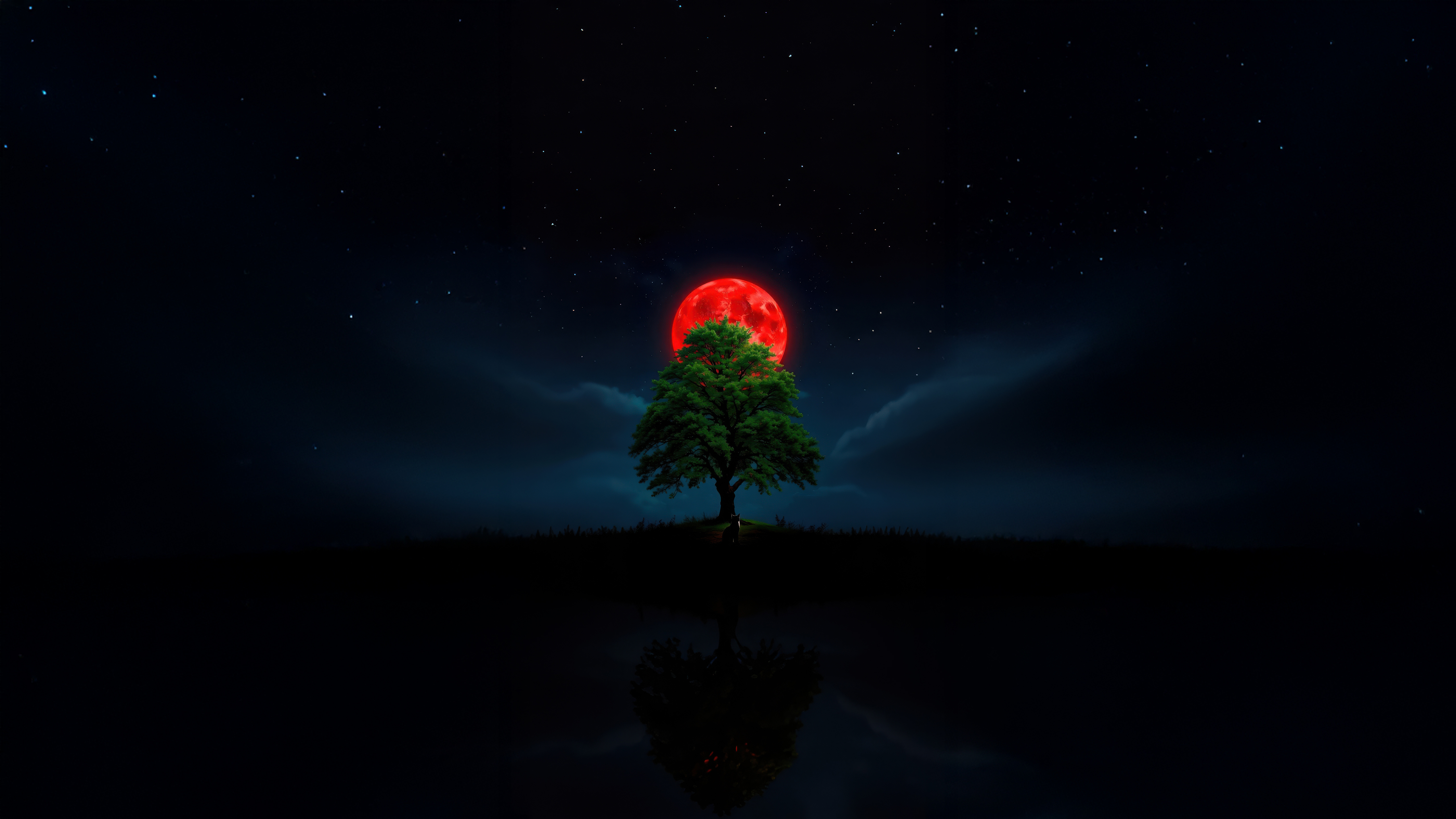 5120x2880 Red Moon Tree 5K ,HD 4k Wallpapers,Images,Backgrounds,Photos ...