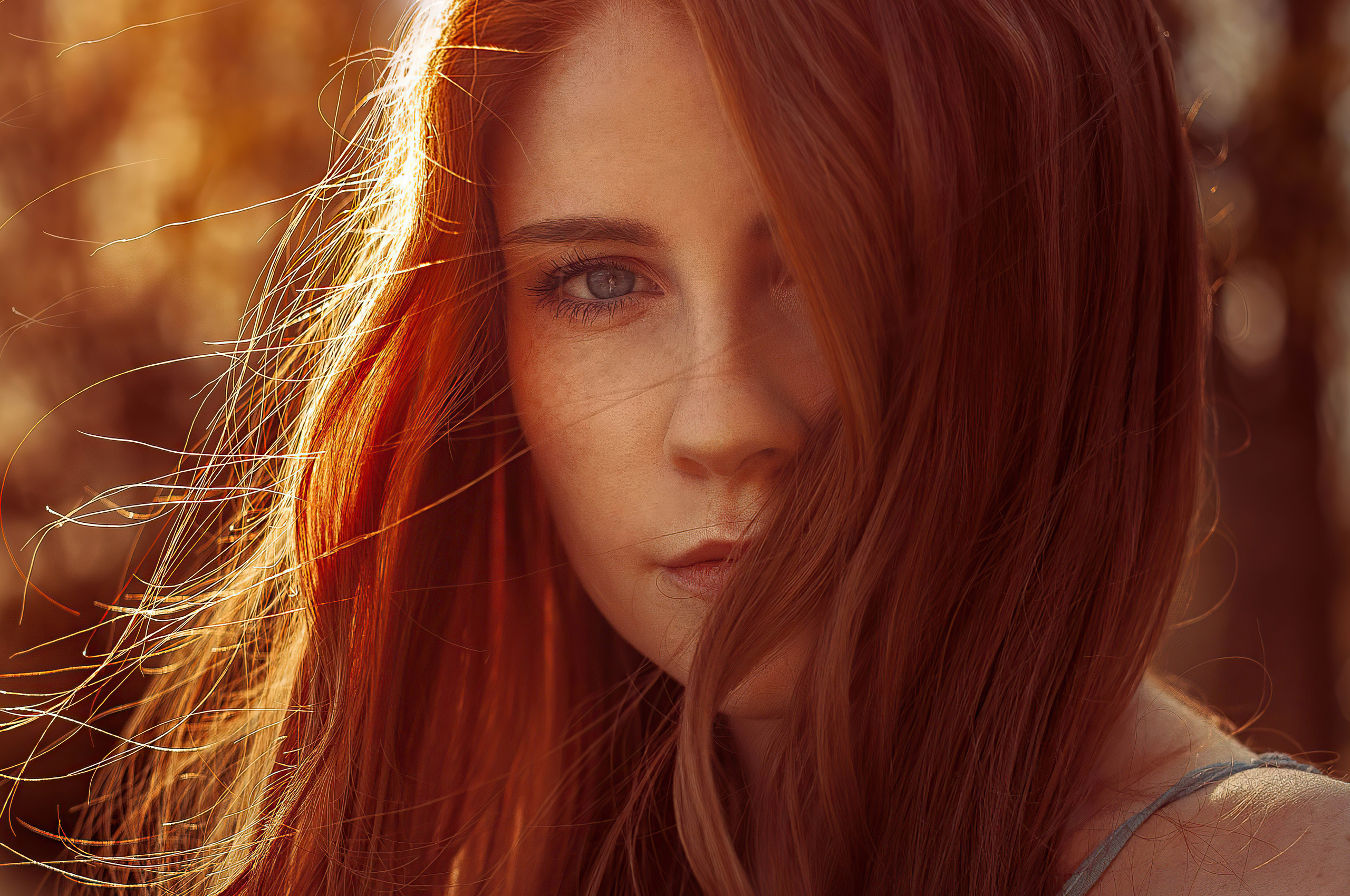 2560x1700 Redhead Girl Eye Covered Face Portrait 5k Chromebook Pixel Hd