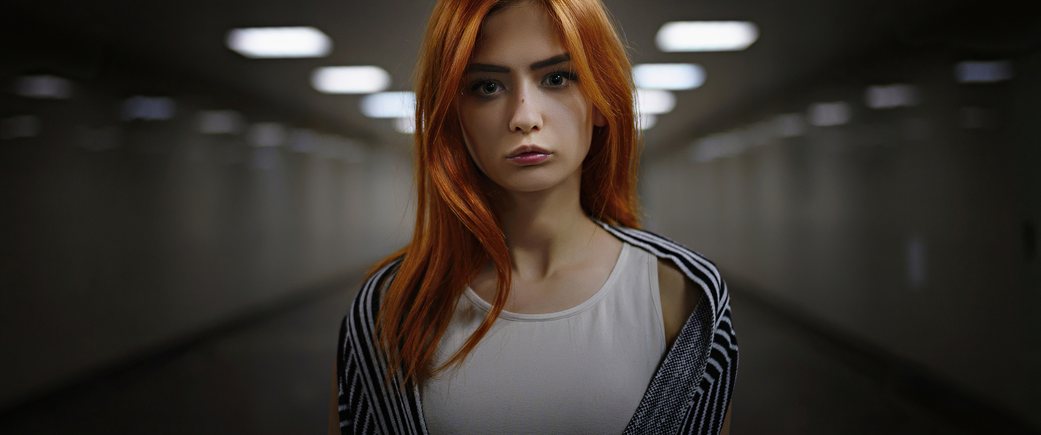 3440x1440 Redhead Girl Porrait Directly Looking At Viewer 4k Ultrawide