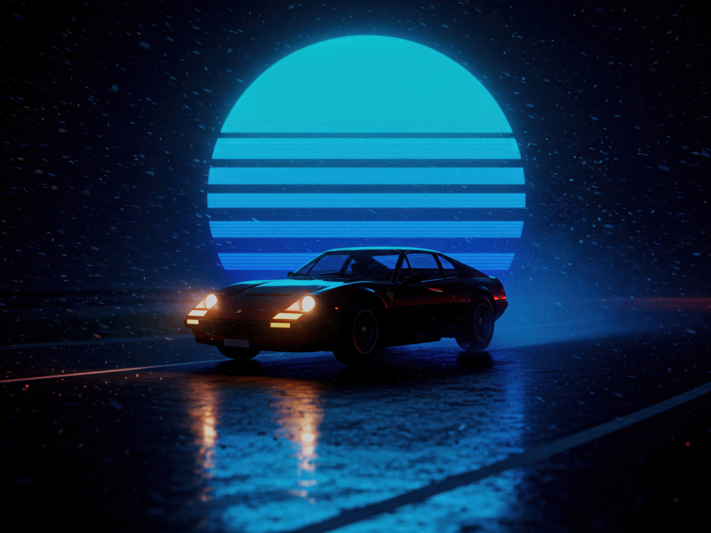 1400x1050 Retro Ride Night Drive Synthwave Wallpaper,1400x1050 ...