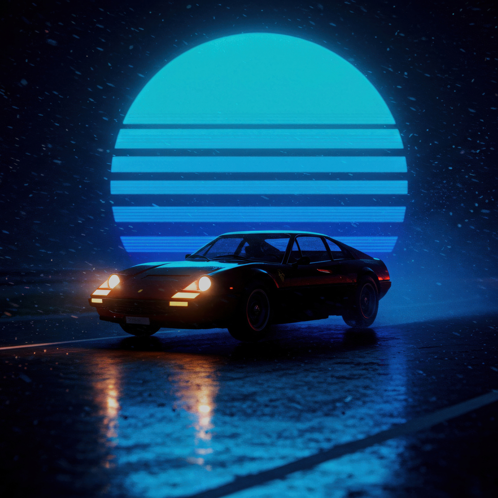 2048x2048 Retro Ride Night Drive Synthwave Ipad Air ,HD 4k Wallpapers ...