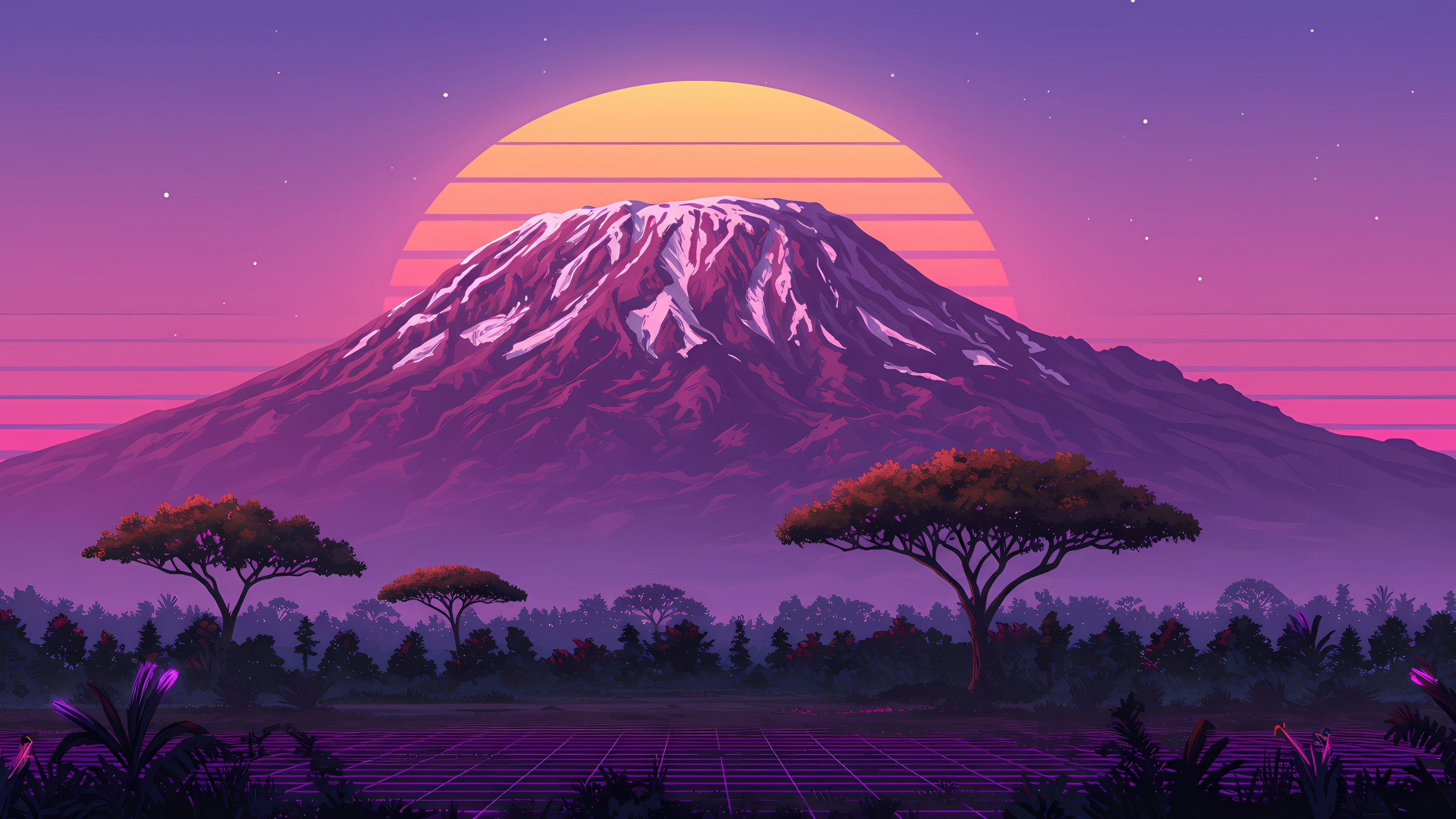 2560x1440 Retro Sun Rise In Mountains Minimal 5k 1440P Resolution ,HD 4k Wallpapers,Images ...