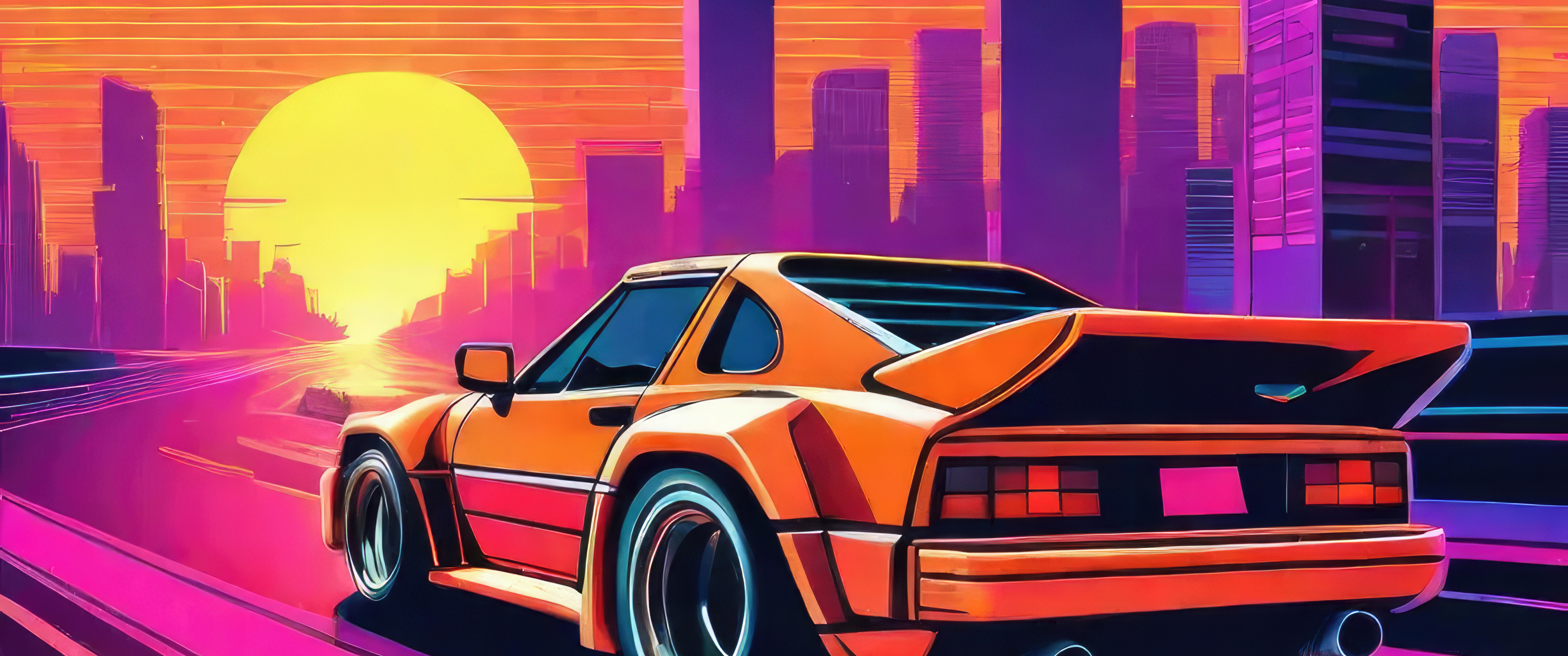 3440x1440 Retrowave Stylin Car 4k UltraWide Quad HD 1440P ,HD 4k ...