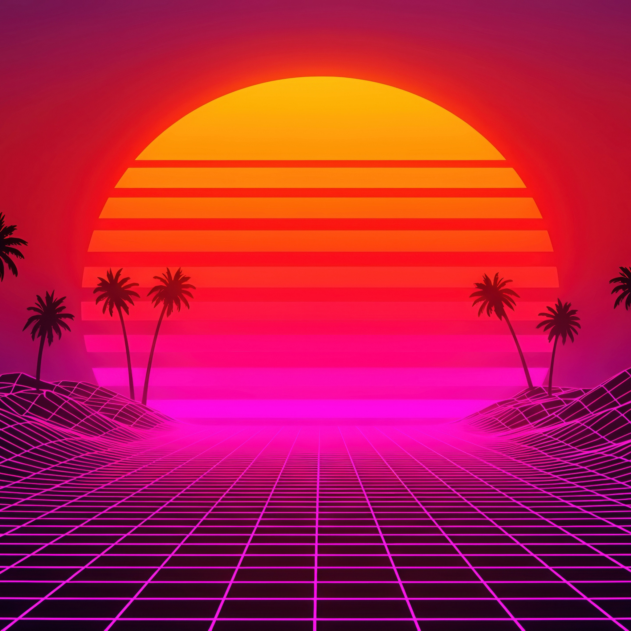 2048x2048 Retrowave Vibes Grid 5k Ipad Air ,HD 4k Wallpapers,Images ...