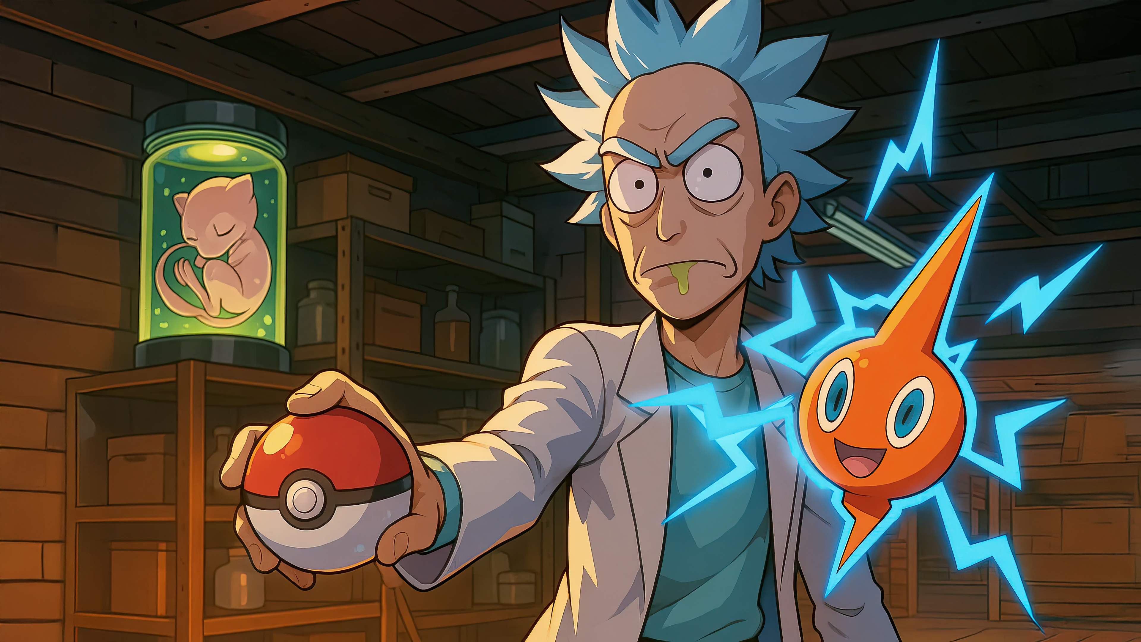 3840x2160 Rick Sanchez And Rotom 4K ,HD 4k Wallpapers,Images ...