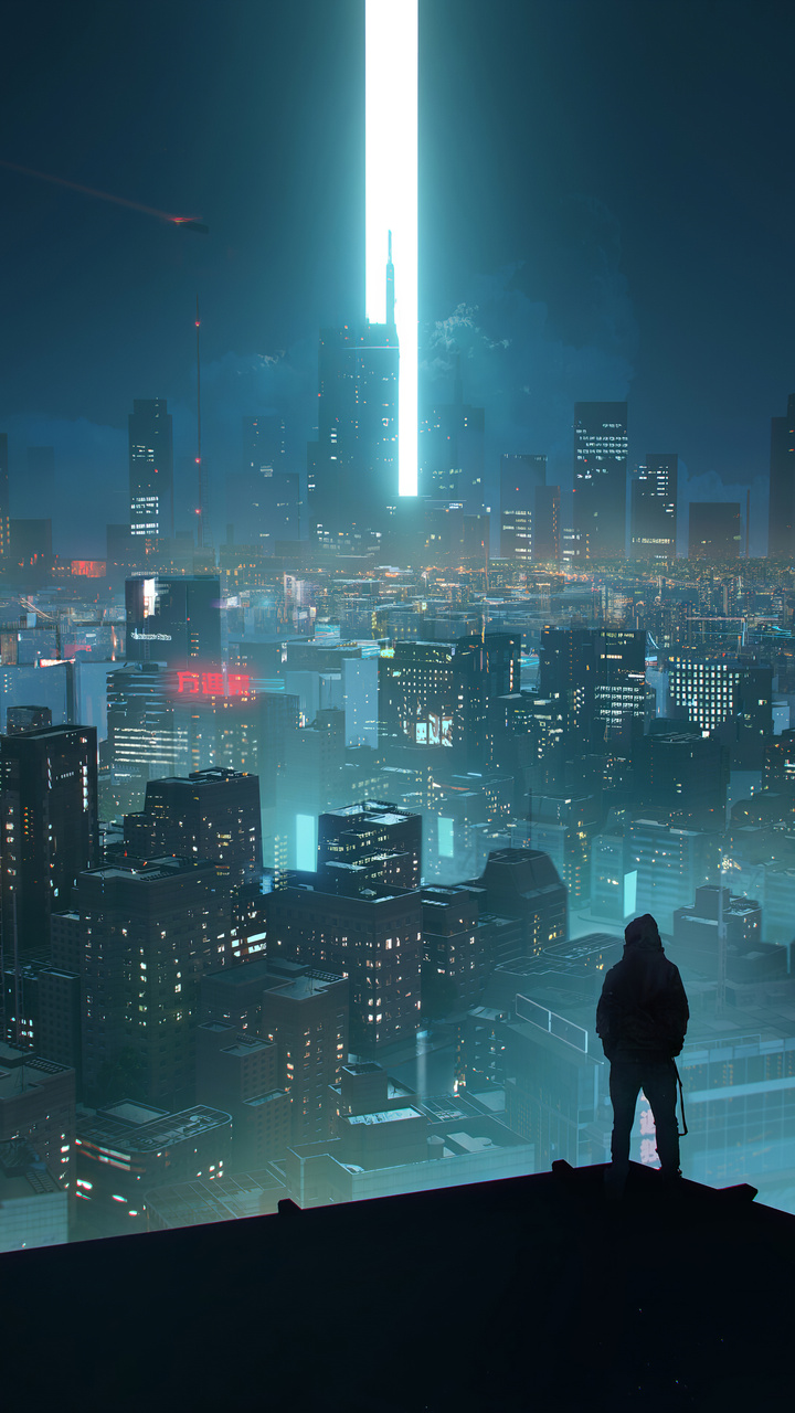 720x1280 Rooftop Scifi Anonymus Hoodie Guy 4k Moto G,X Xperia Z1,Z3 ...