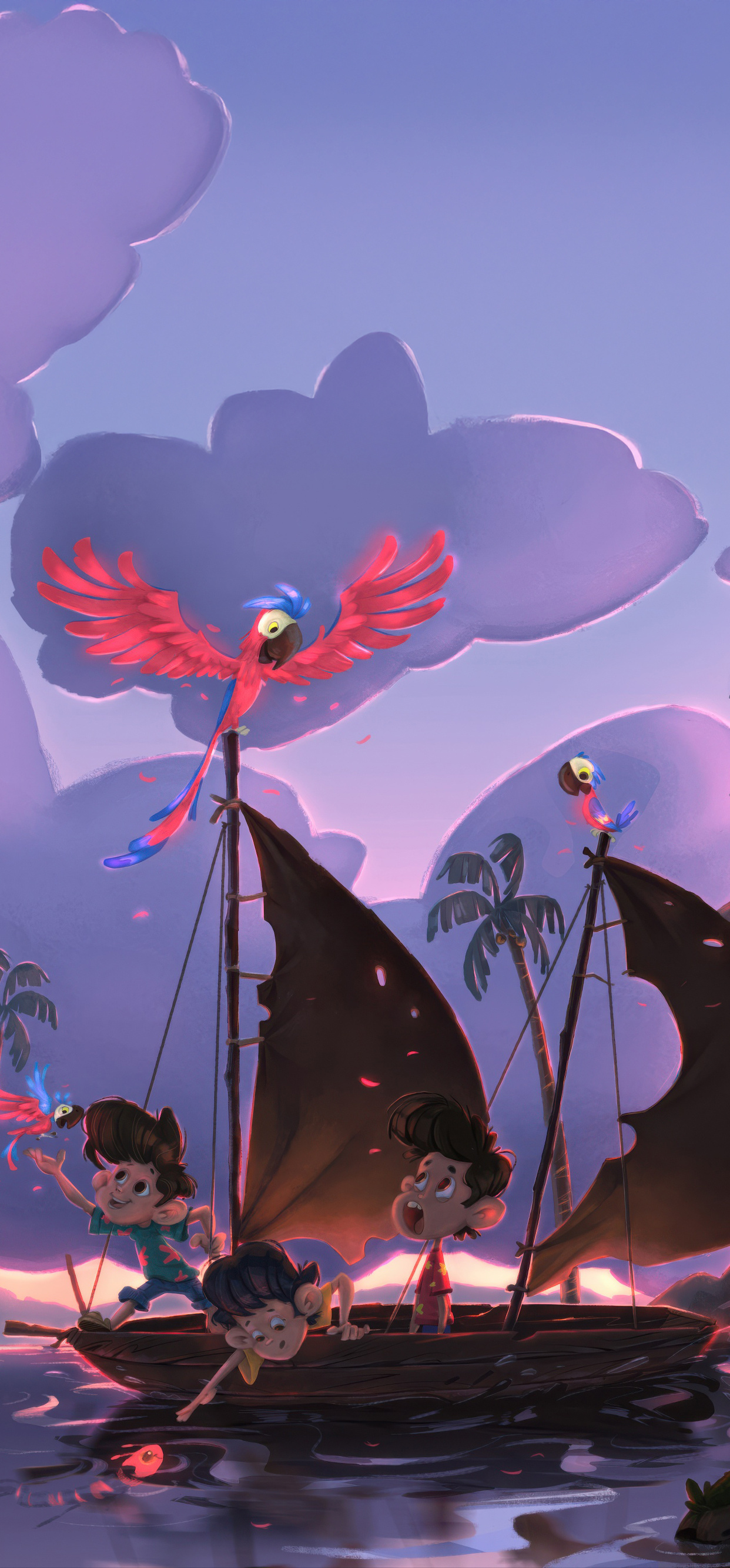 1242x2668 Sailing Through Purple Skies Iphone XS MAX ,HD 4k Wallpapers ...