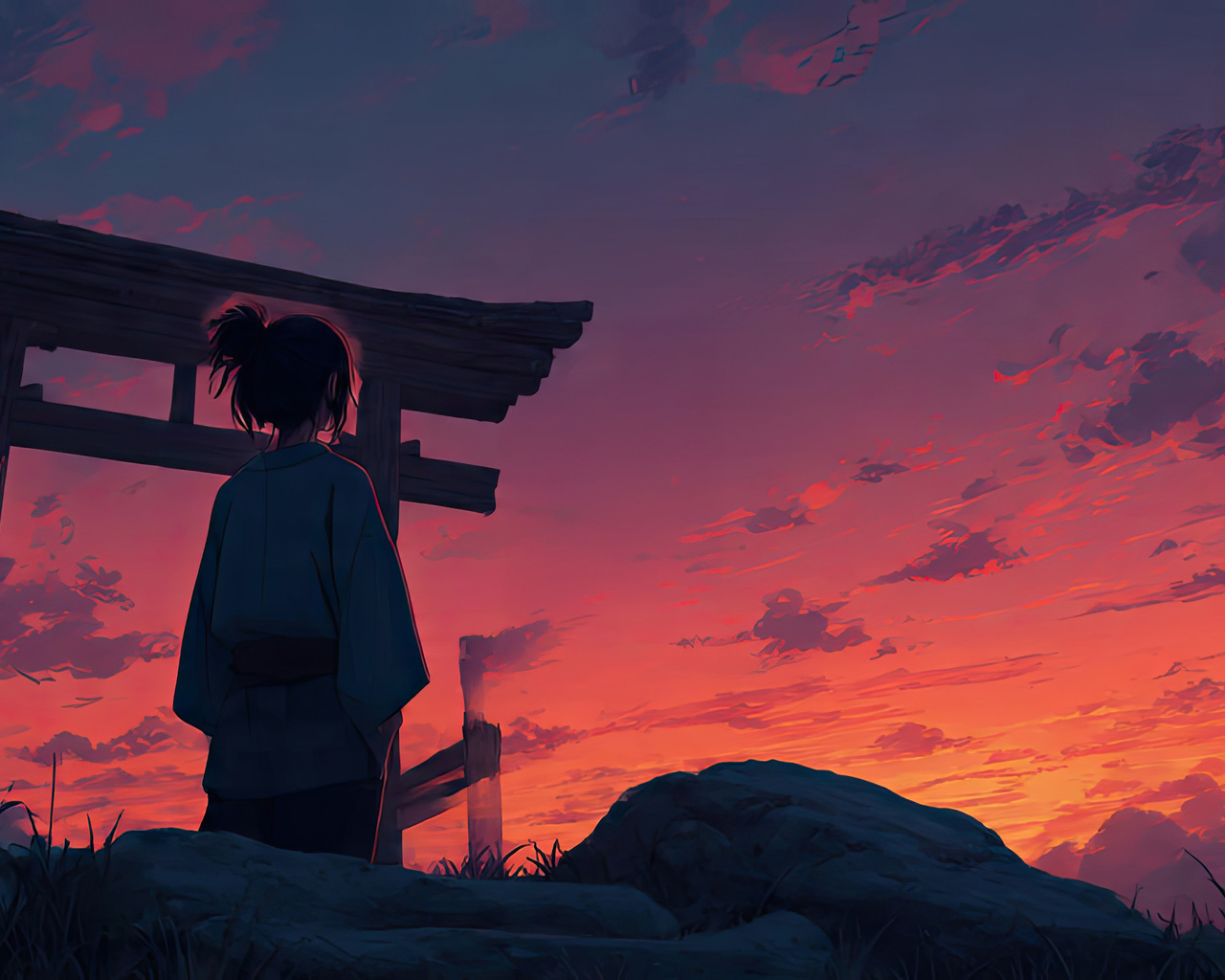 1280x1024 Samurai Girl At Torii Gate Wallpaper,1280x1024 Resolution HD 4k Wallpapers,Images ...