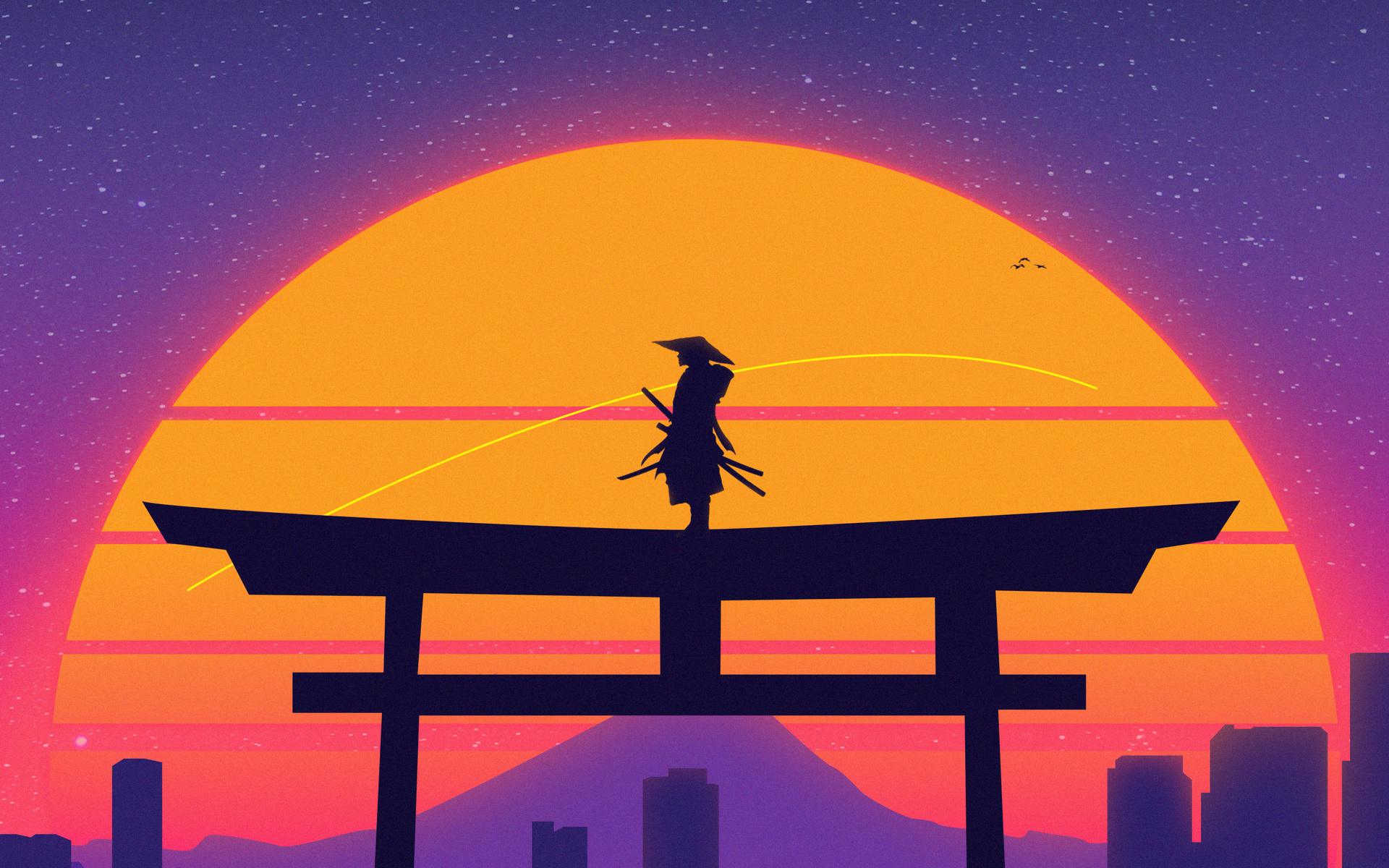 1920x1200 Samurai The Warrior Of Synthwave City 1080P Resolution ,HD 4k ...