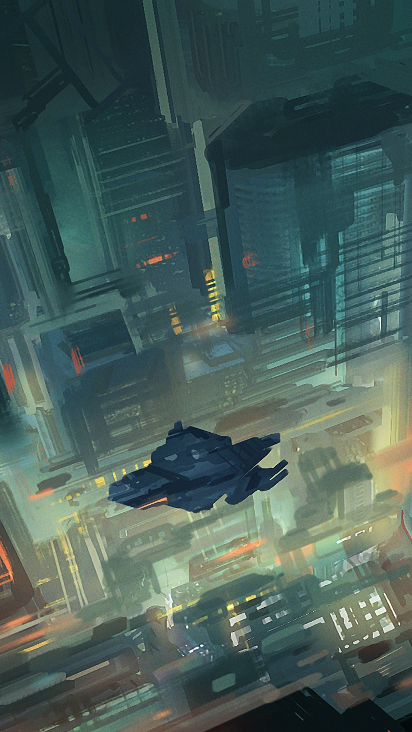 1440x2560 Scifi Future City Top View Vehicles Art Samsung Galaxy S6,S7 ...