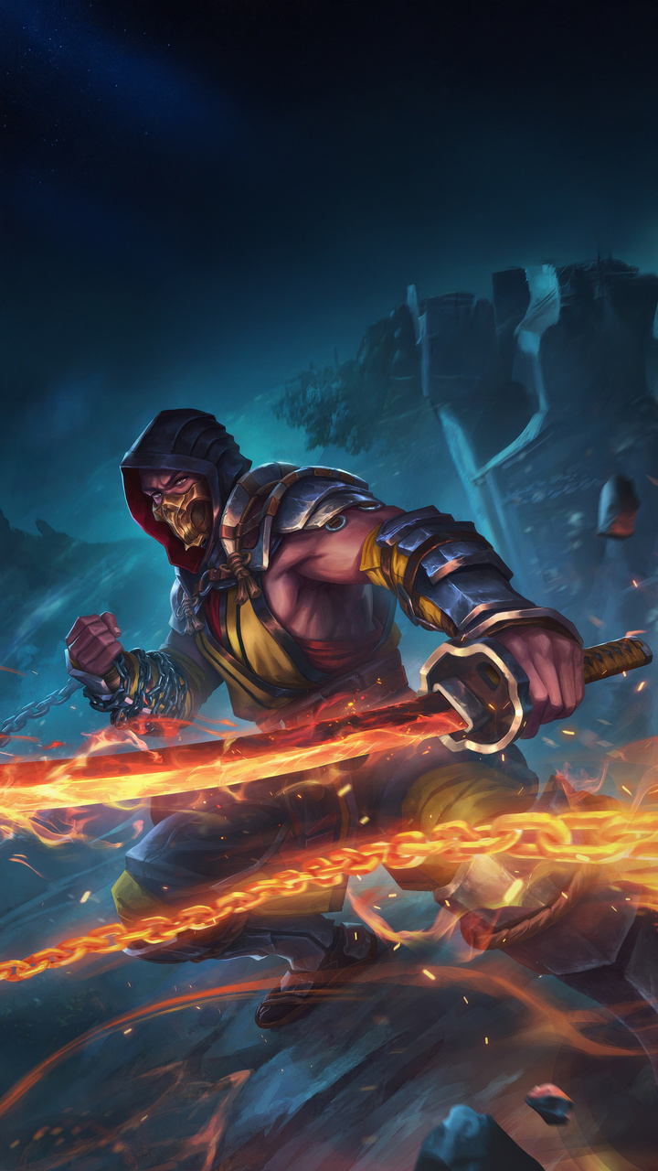 720x1280 Scorpion Mortal Kombat Rising 4k Moto G,X Xperia Z1,Z3 Compact ...