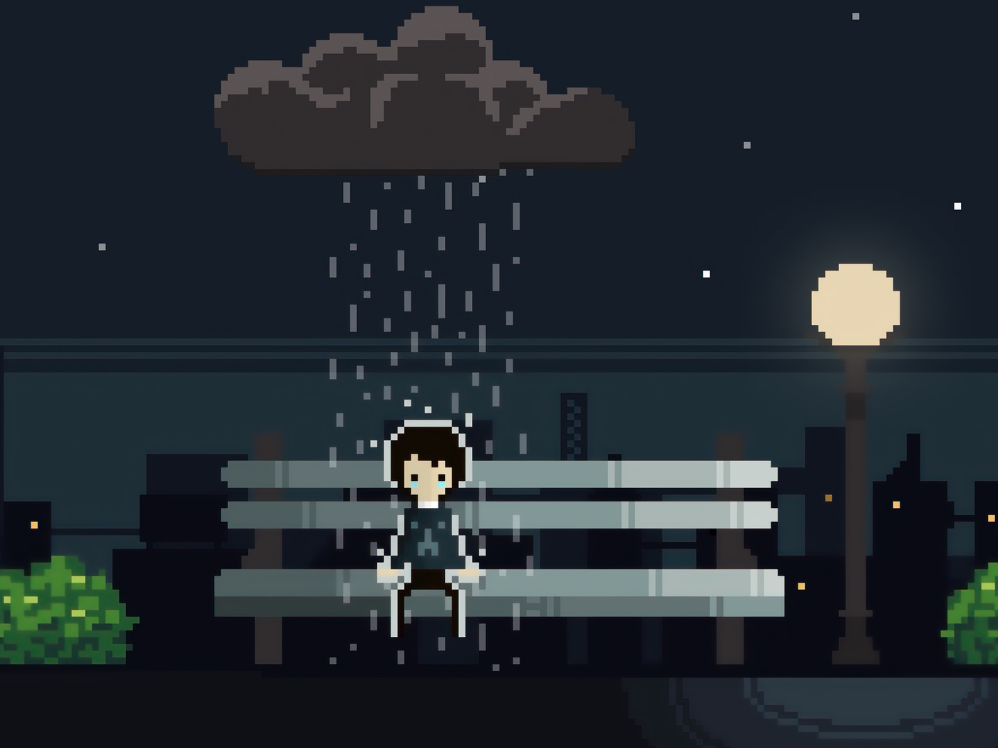 1400x1050 Sitting On Bench Alone 8 Bit Moon 1400x1050 Resolution HD 4k ...