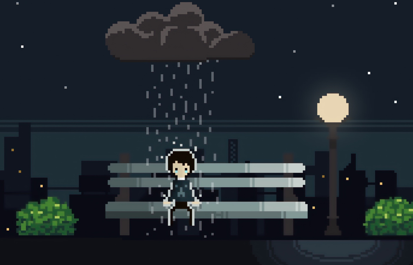 1400x900 Sitting On Bench Alone 8 Bit Moon Wallpaper,1400x900 ...
