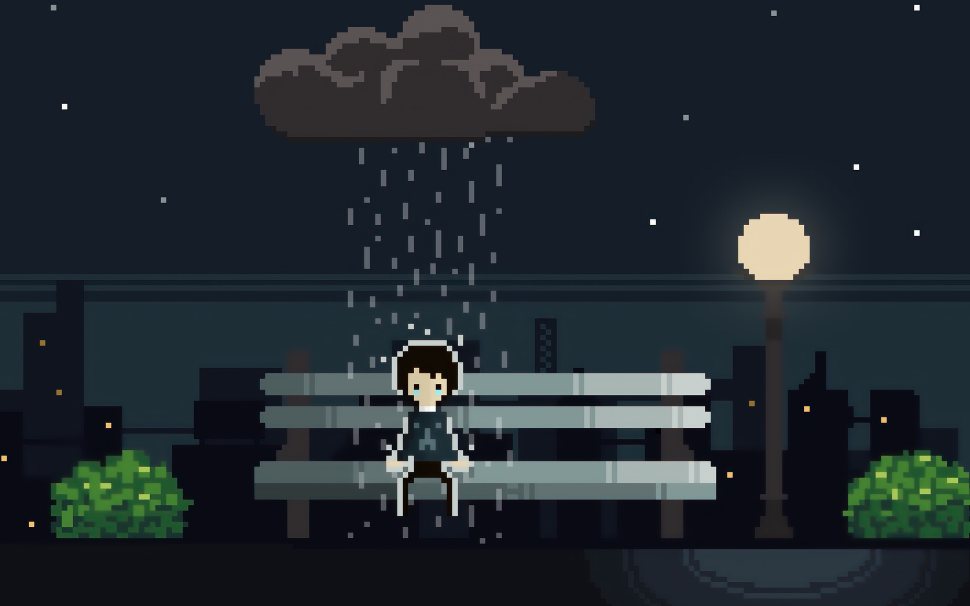 1920x1200 Sitting On Bench Alone 8 Bit Moon 1080P Resolution ,HD 4k ...