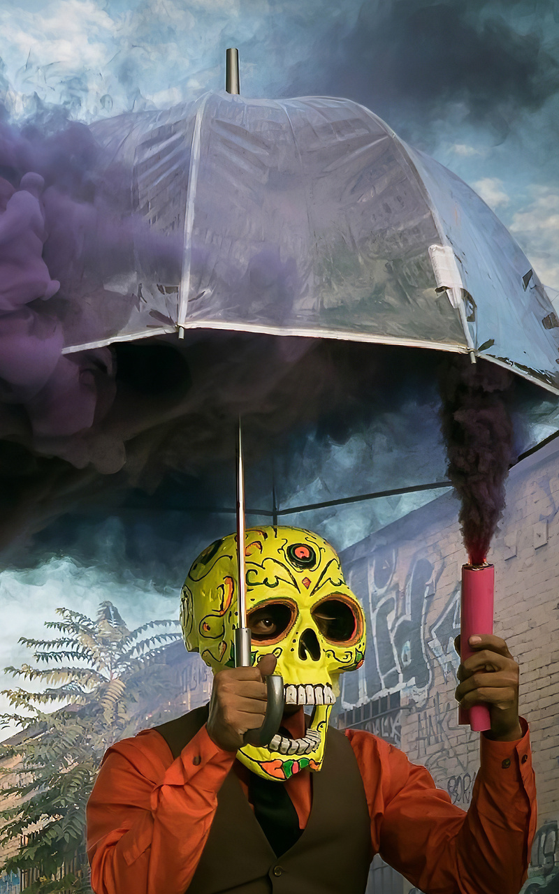 800x1280 Skull Face Mask Man On Streets 4k Nexus 7,Samsung Galaxy Tab ...