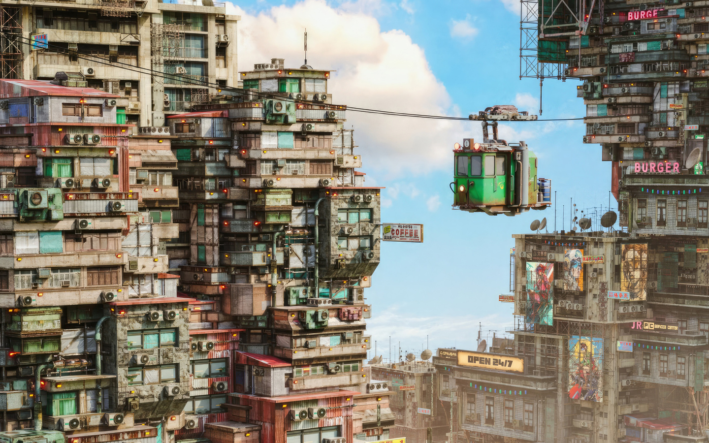 1440x900 Skyscraping Scifi Sky High Blocks And Homes Wallpaper,1440x900 ...