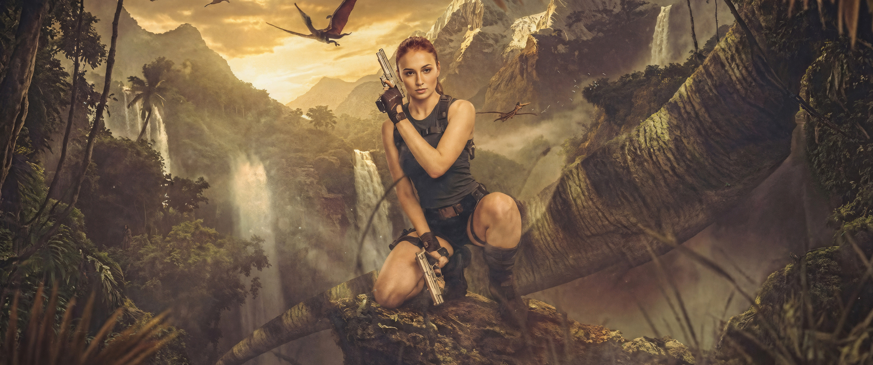 3440x1440 Sophie Turner Suited Up As Lara Croft UltraWide Quad HD 1440P ...