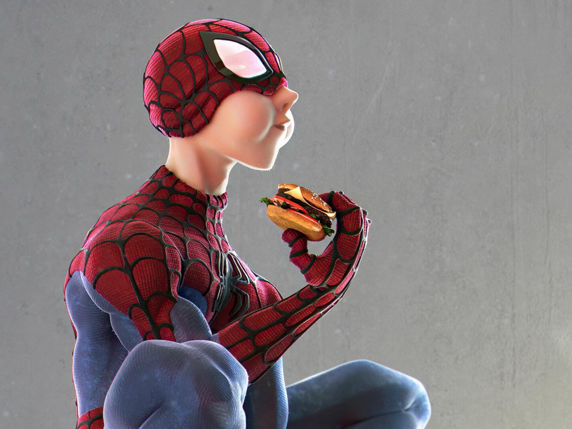 1152x864 Spider Man Eating Burger Wallpaper,1152x864 Resolution HD 4k ...