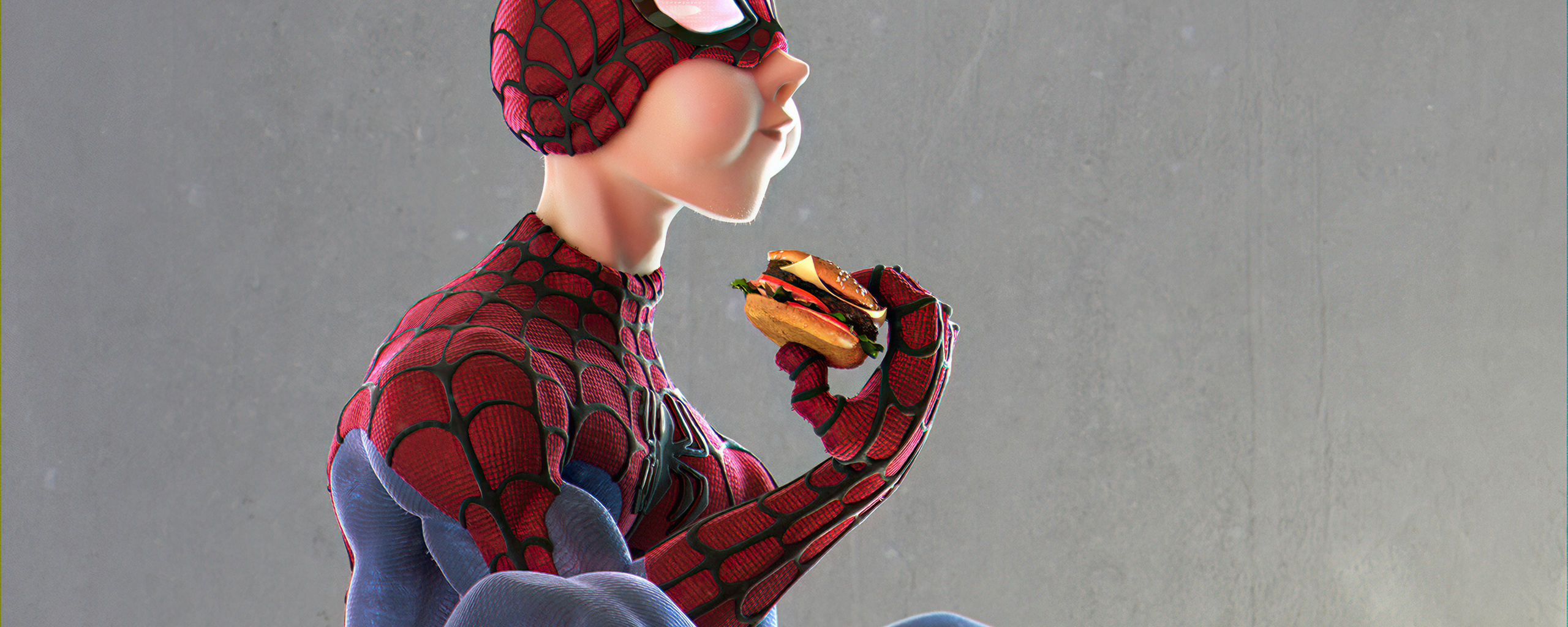 2560x1024 Spider Man Eating Burger Wallpaper,2560x1024 Resolution HD 4k ...