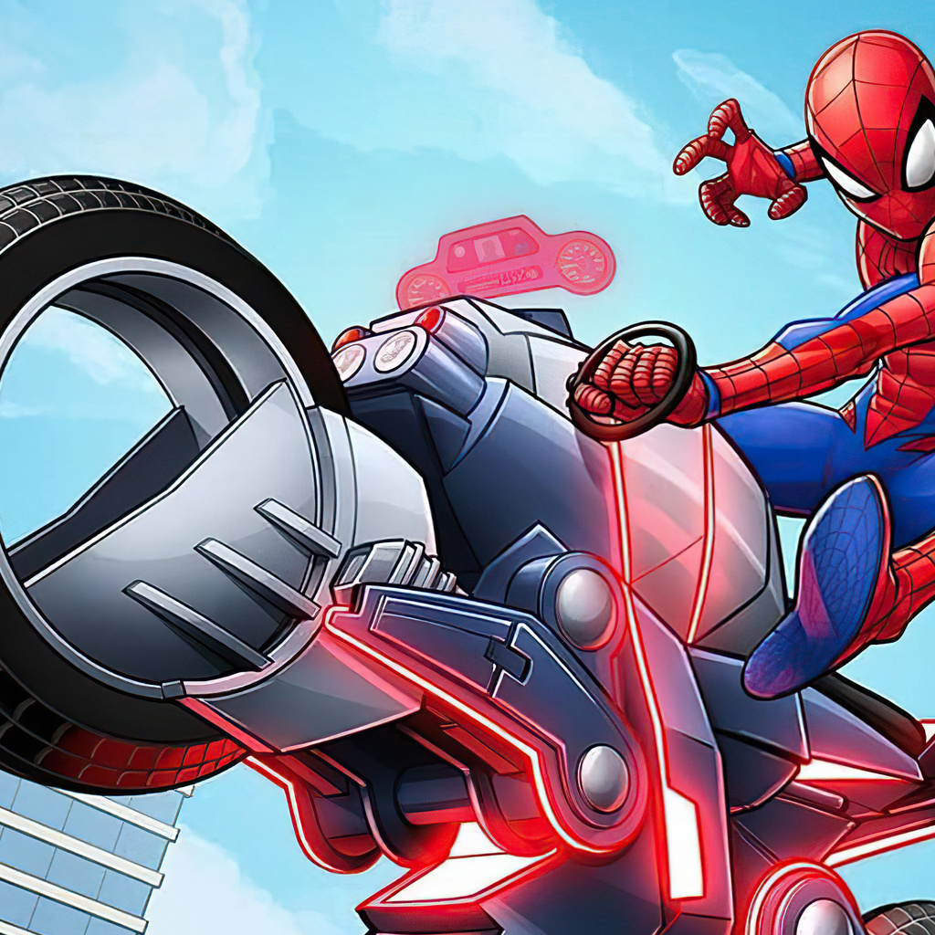 1024x1024 Spider Man On Bike 1024x1024 Resolution HD 4k Wallpapers ...