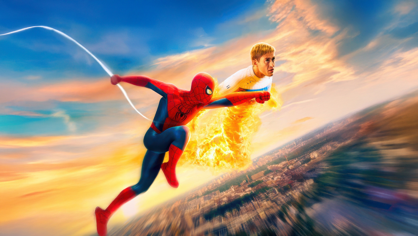 1360x768 Spiderman And Human Torch Laptop HD ,HD 4k Wallpapers,Images,Backgrounds,Photos and ...
