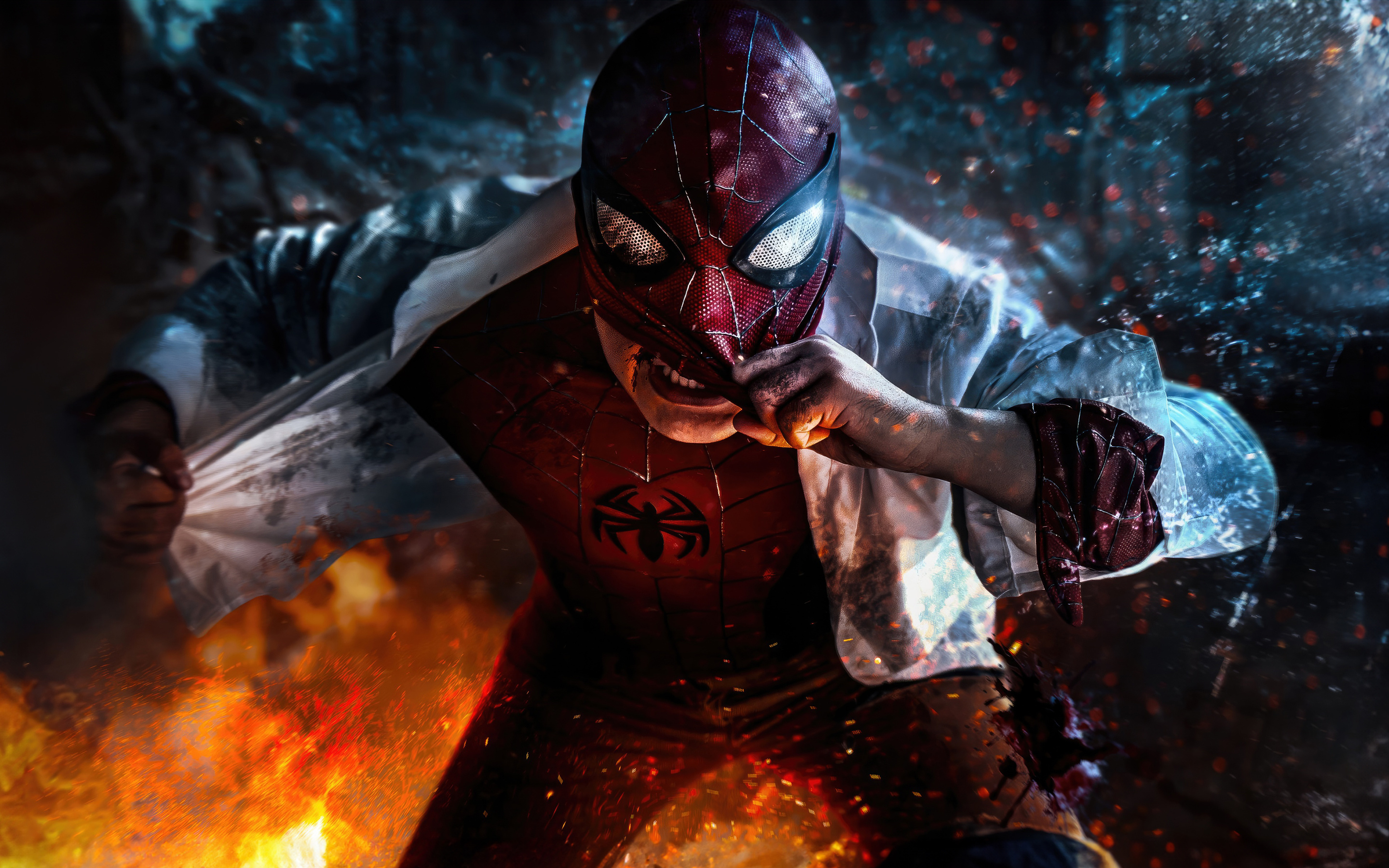 2880x1800 Spiderman Mask Off Fight Macbook Pro Retina ,HD 4k Wallpapers ...