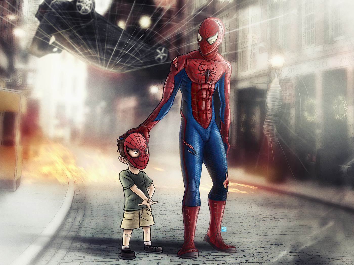 1400x1050 Spiderman With Child 4k Wallpaper,1400x1050 Resolution HD 4k ...
