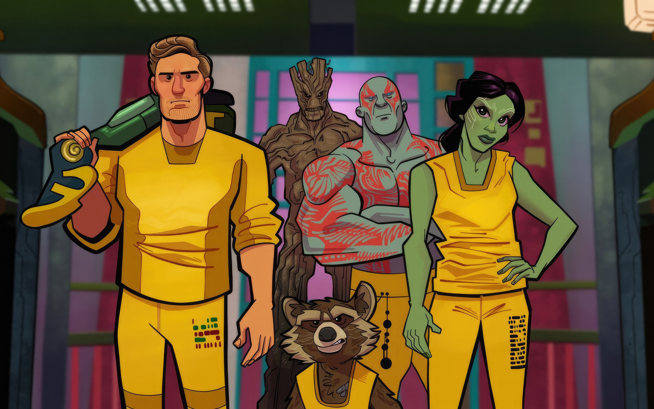 2560x1600 Star Lord Groot Drax The Destroyer Rocket Raccoon And Gamora ...