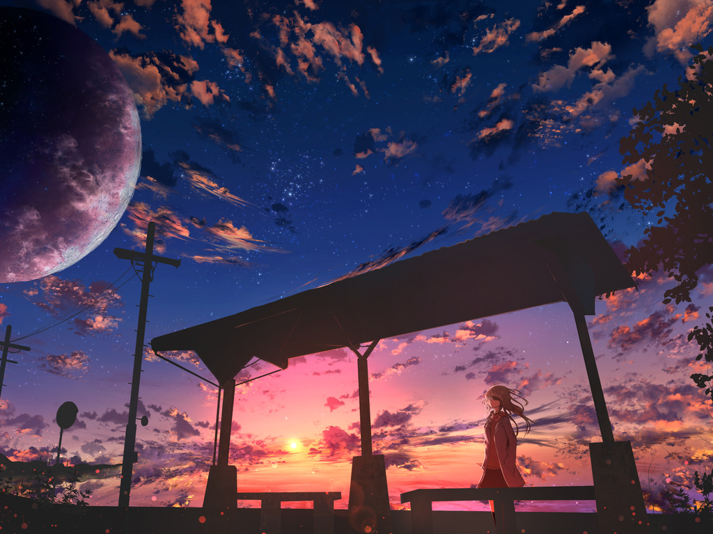 1024x768 Starry Sky Anime Girl Wallpaper,1024x768 Resolution HD 4k ...