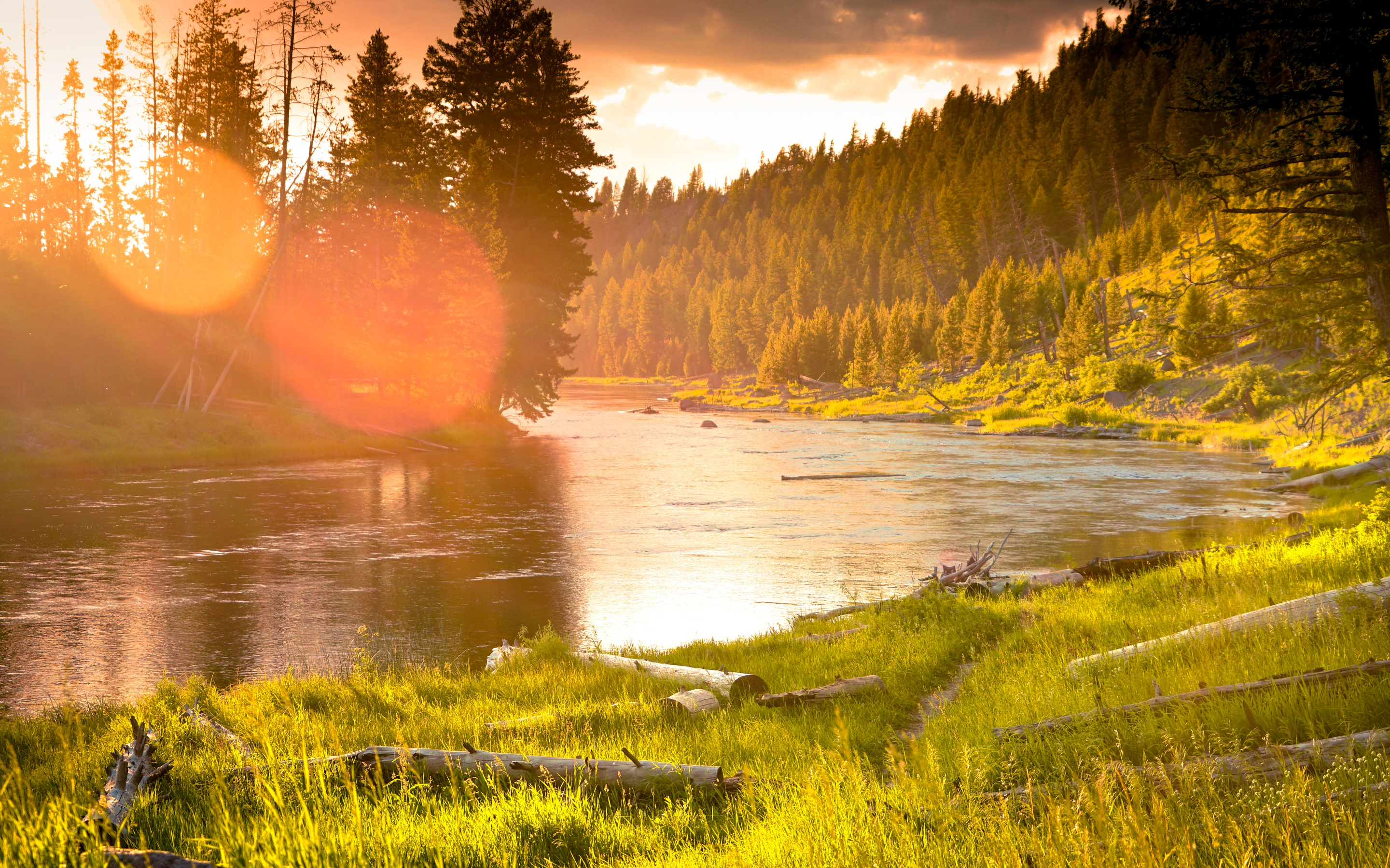 2880x1800 Sunset After A Storm In Yellowstone National Park 5k Macbook ...