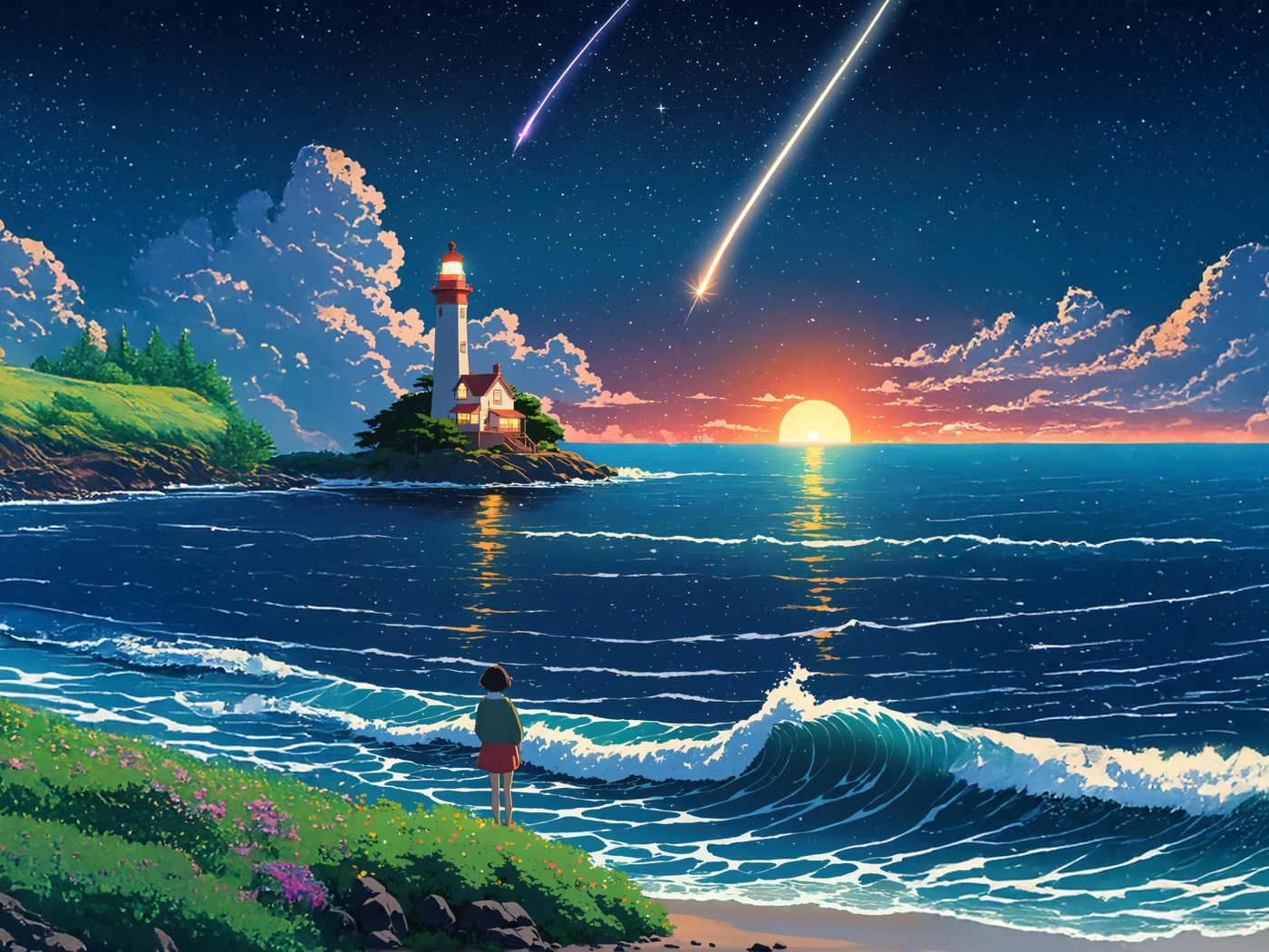 1400x1050 Sunset Lighthouse Refreshing Pause Wallpaper,1400x1050 ...