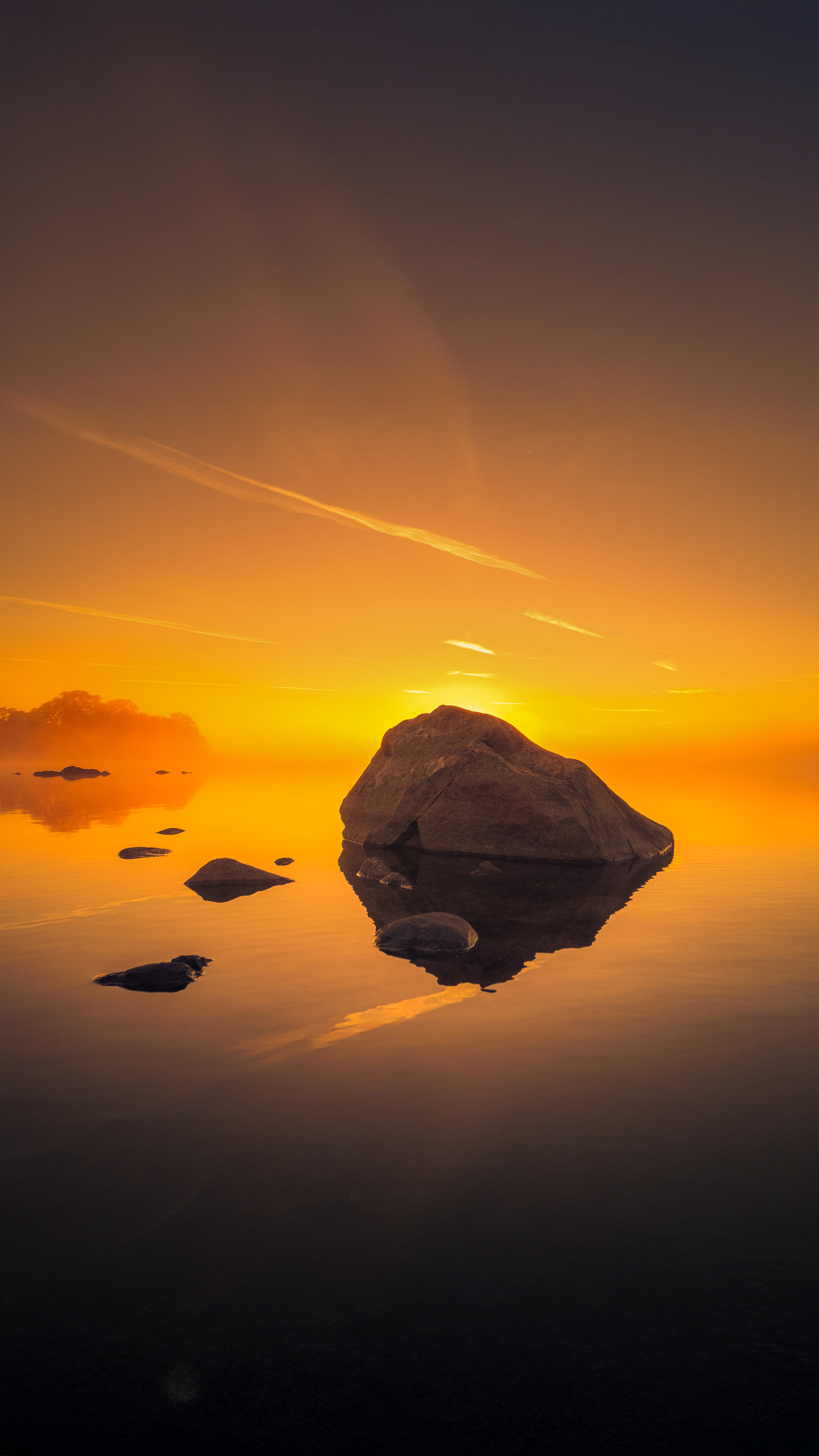1440x2560 Sunset Rock Formation Pristine Water Reflection Samsung ...