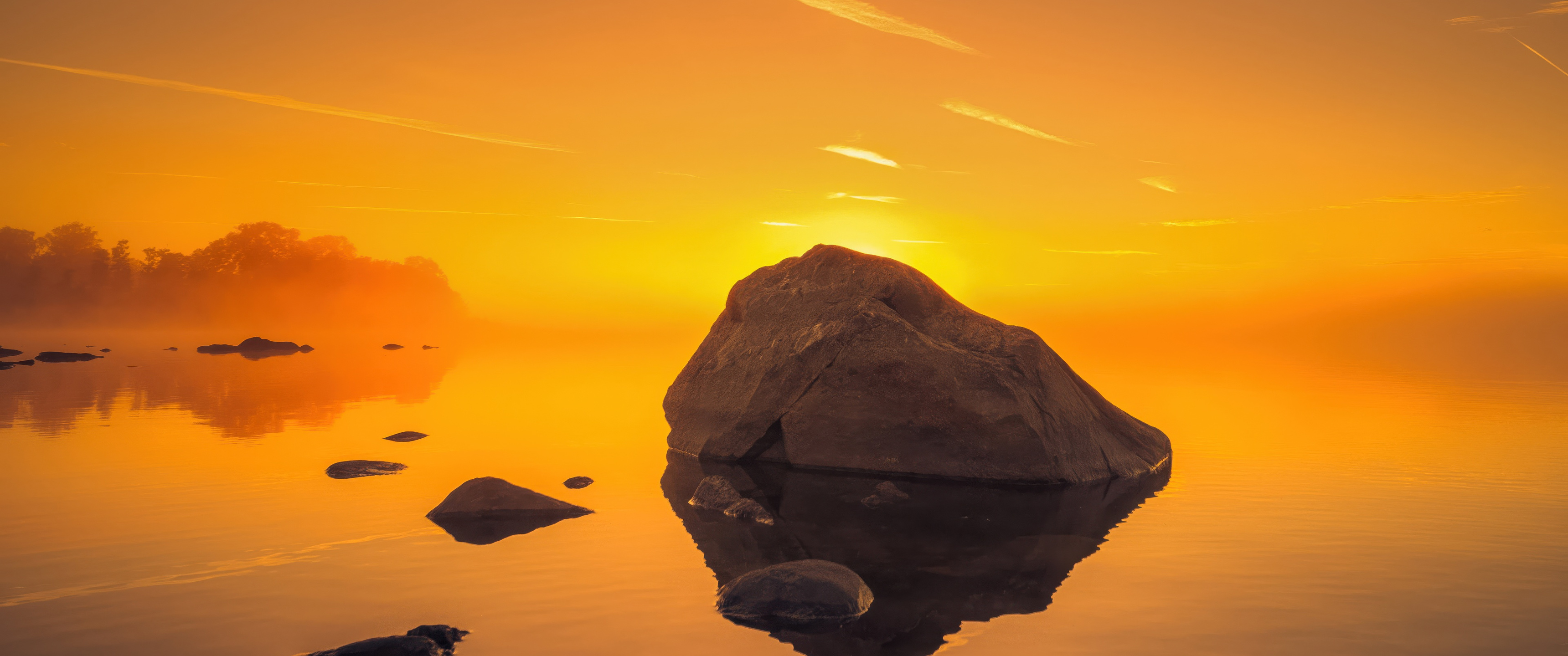 3440x1440 Sunset Rock Formation Pristine Water Reflection UltraWide ...