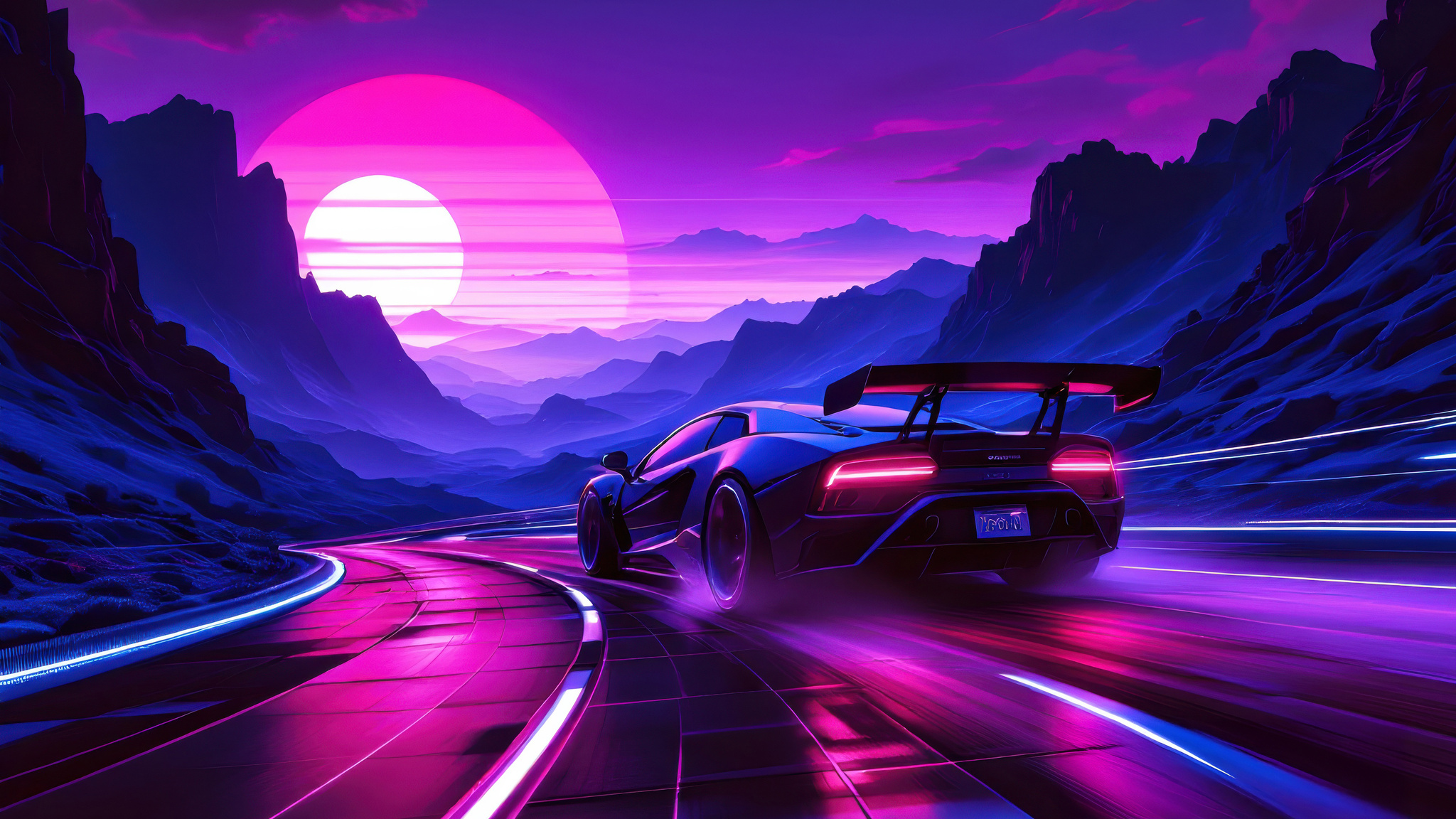 2048x1152 Supercar Chasing Retro Sunset Wallpaper,2048x1152 Resolution ...