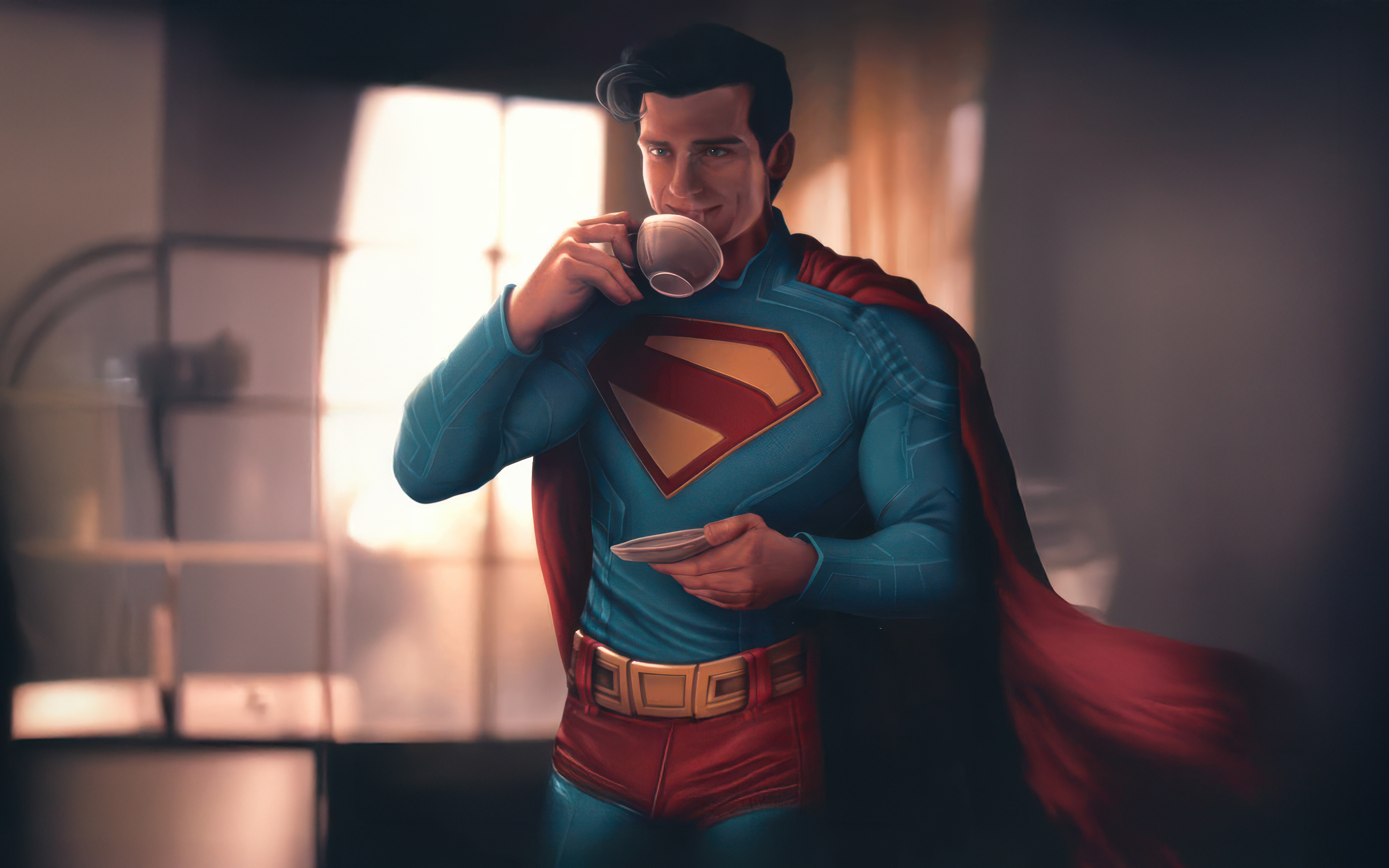 3840x2400 Superman Even Heroes Need Coffee 4K ,HD 4k Wallpapers,Images ...