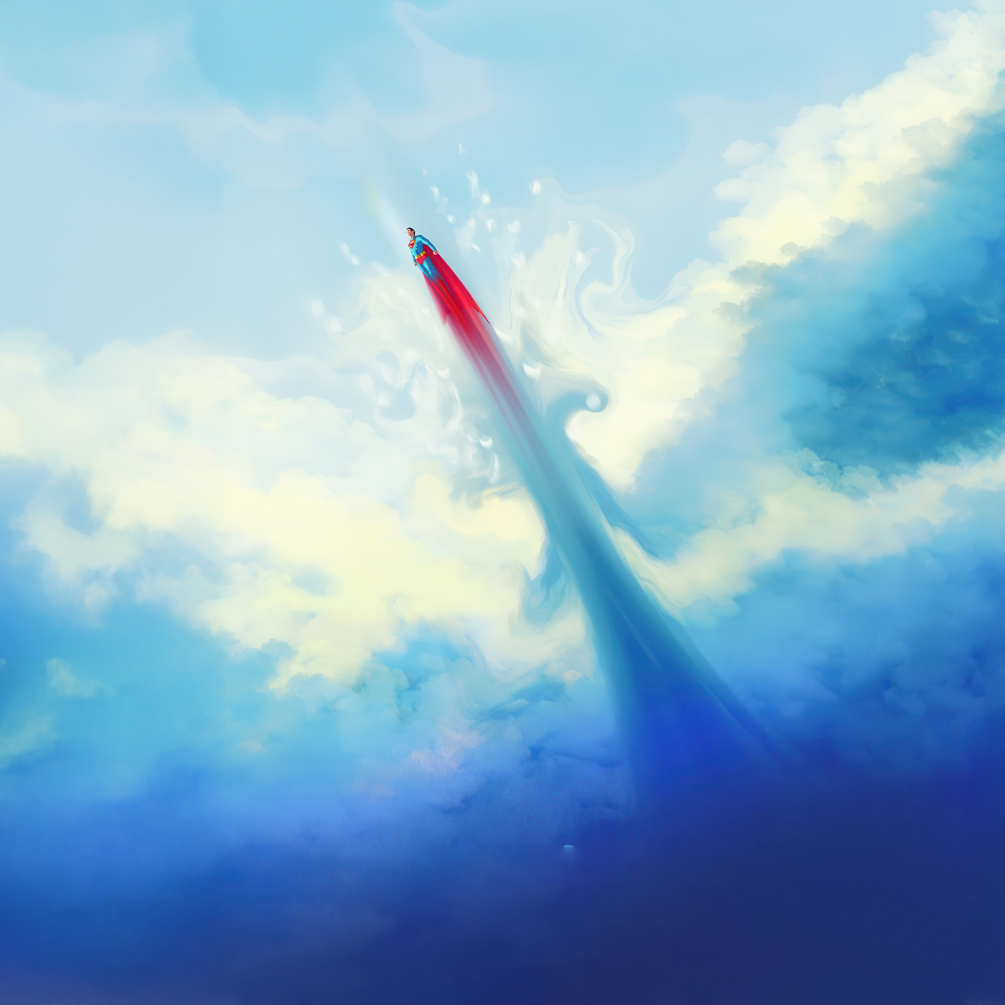 2048x2048 Superman Flying Through The Clouds Ipad Air ,HD 4k Wallpapers ...